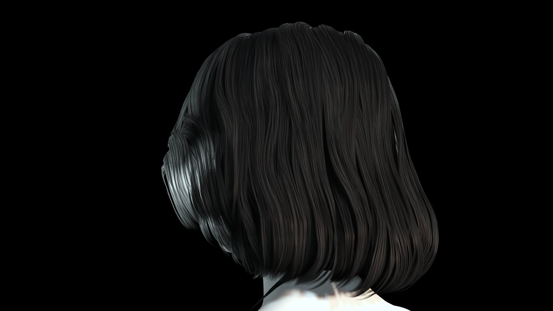 Realistic Female Hair Low Poly - 3D Model by khaloui