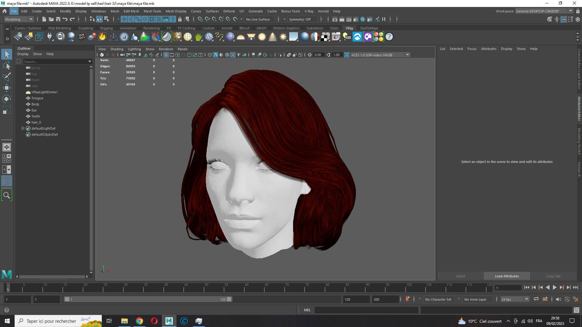 Realistic Female Hair Low Poly - 3D Model by khaloui