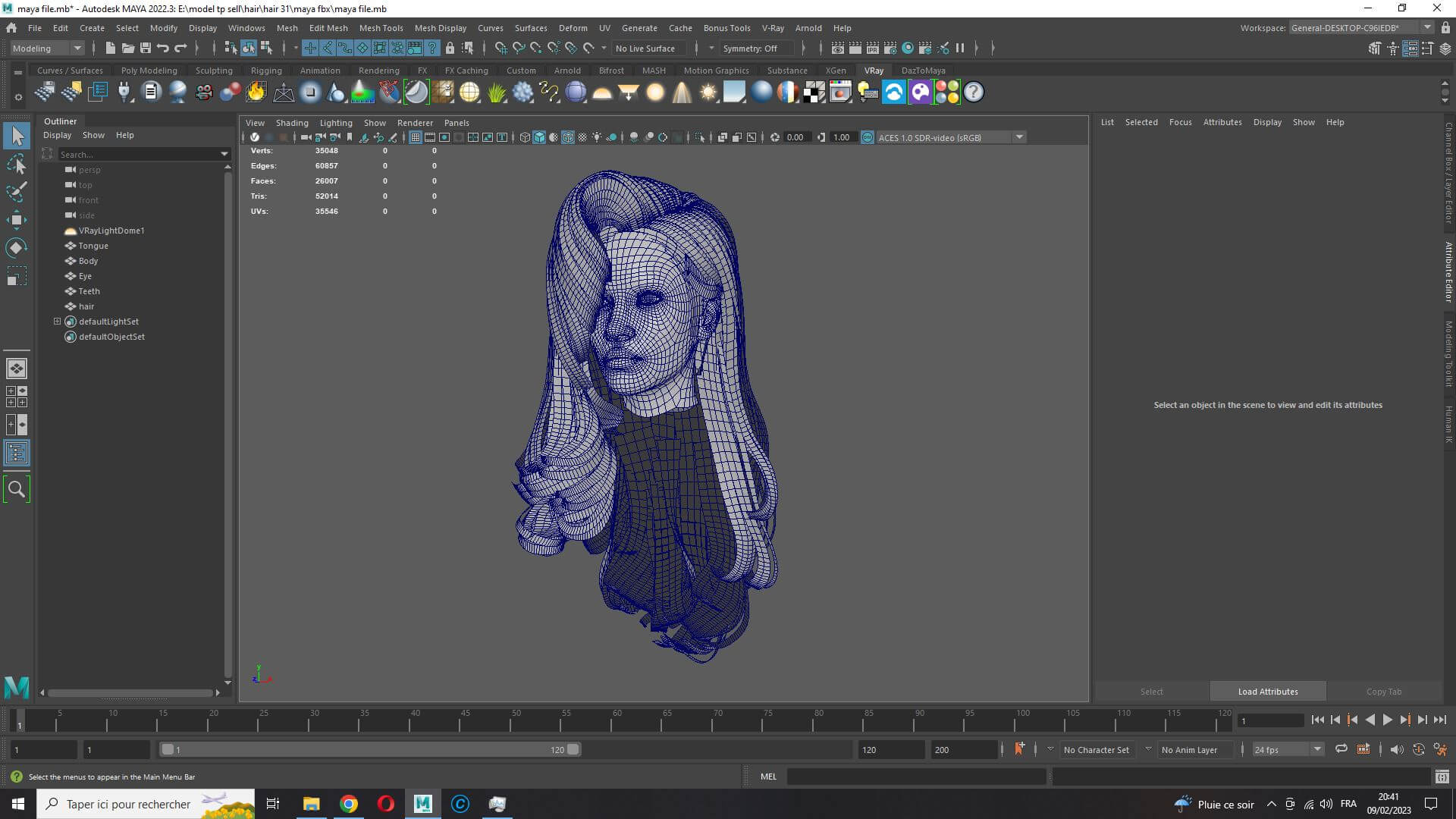 Realistic Long Hair Female Low Poly - 3D Model by khaloui