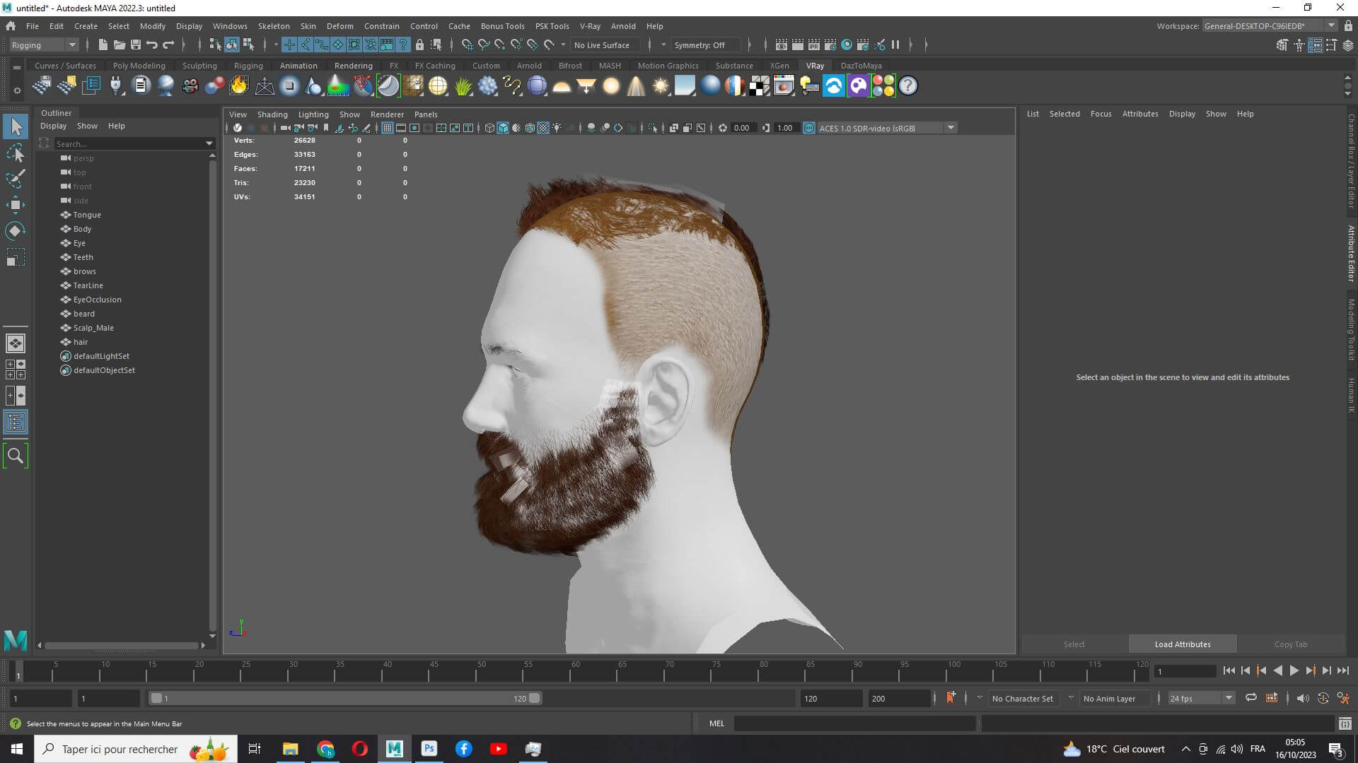 Realistic Male Hair - 3D Model by khaloui