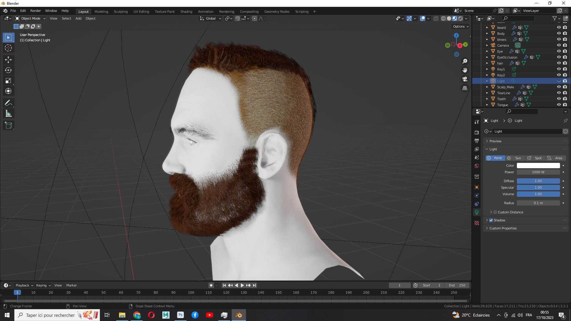 Realistic Male Hair - 3D Model by khaloui
