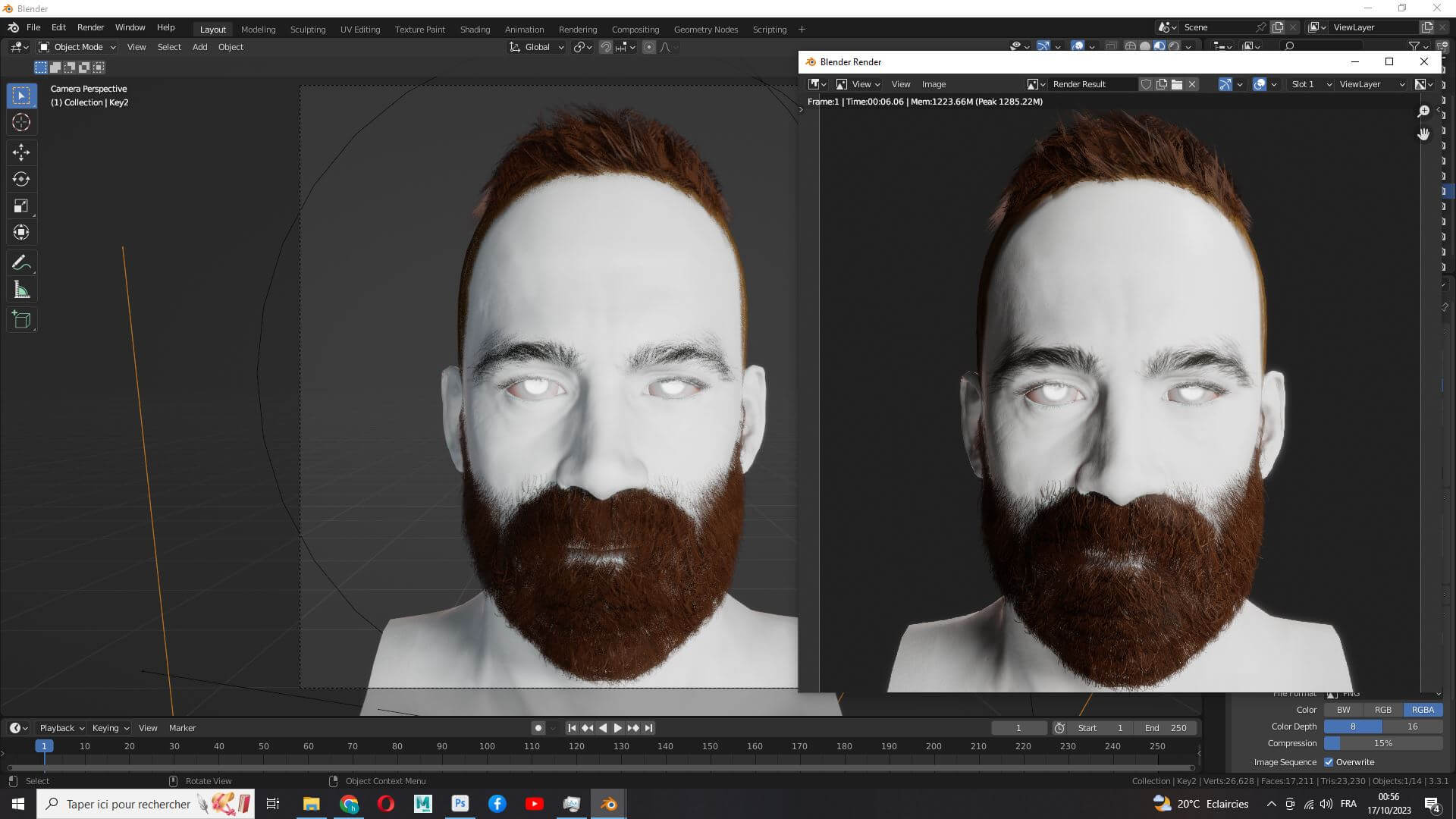 Realistic Male Hair - 3D Model by khaloui