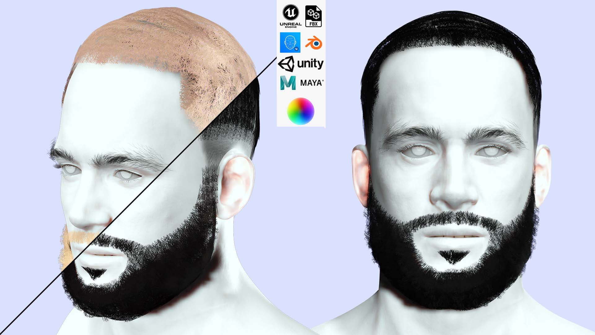 Realistic Male Hair - 3D Model by khaloui