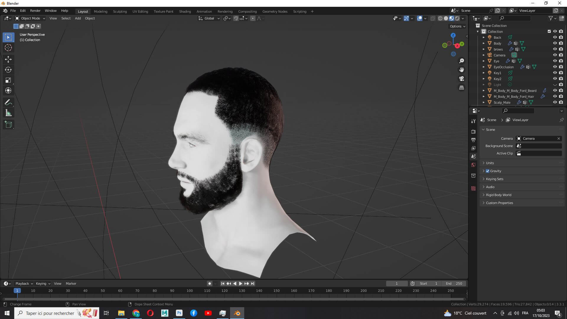 Realistic Male Hair - 3D Model by khaloui