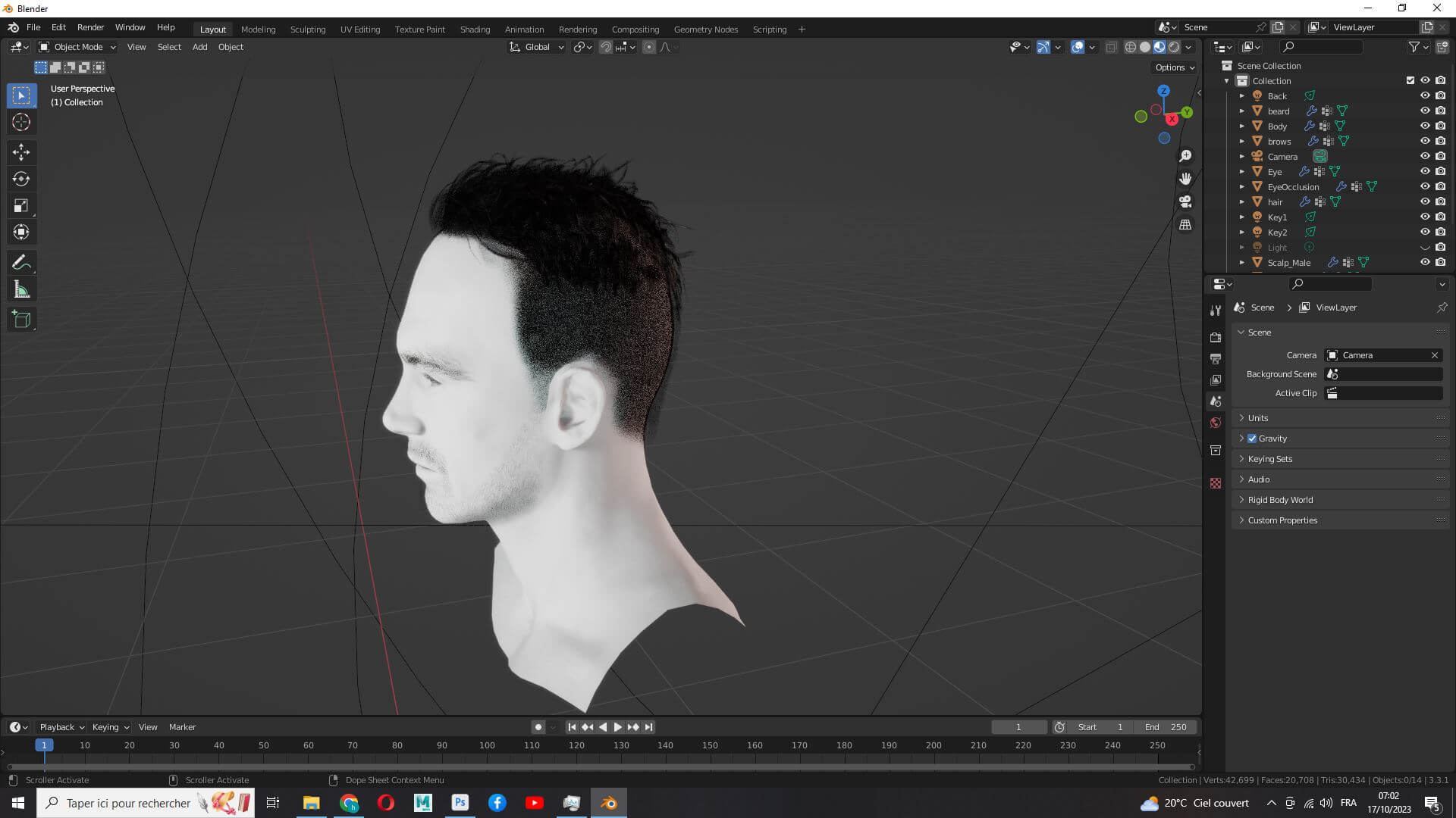 Realistic Male Hair - 3D Model by khaloui