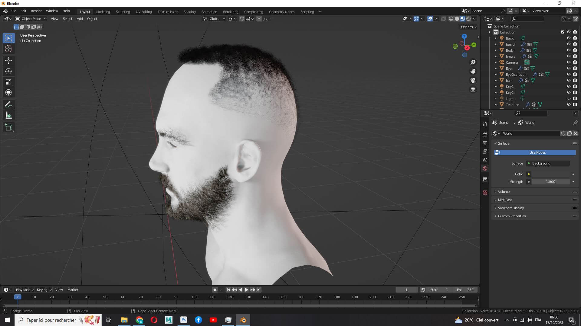 Realistic Male Hair - Curly Fade 3D Model by khaloui