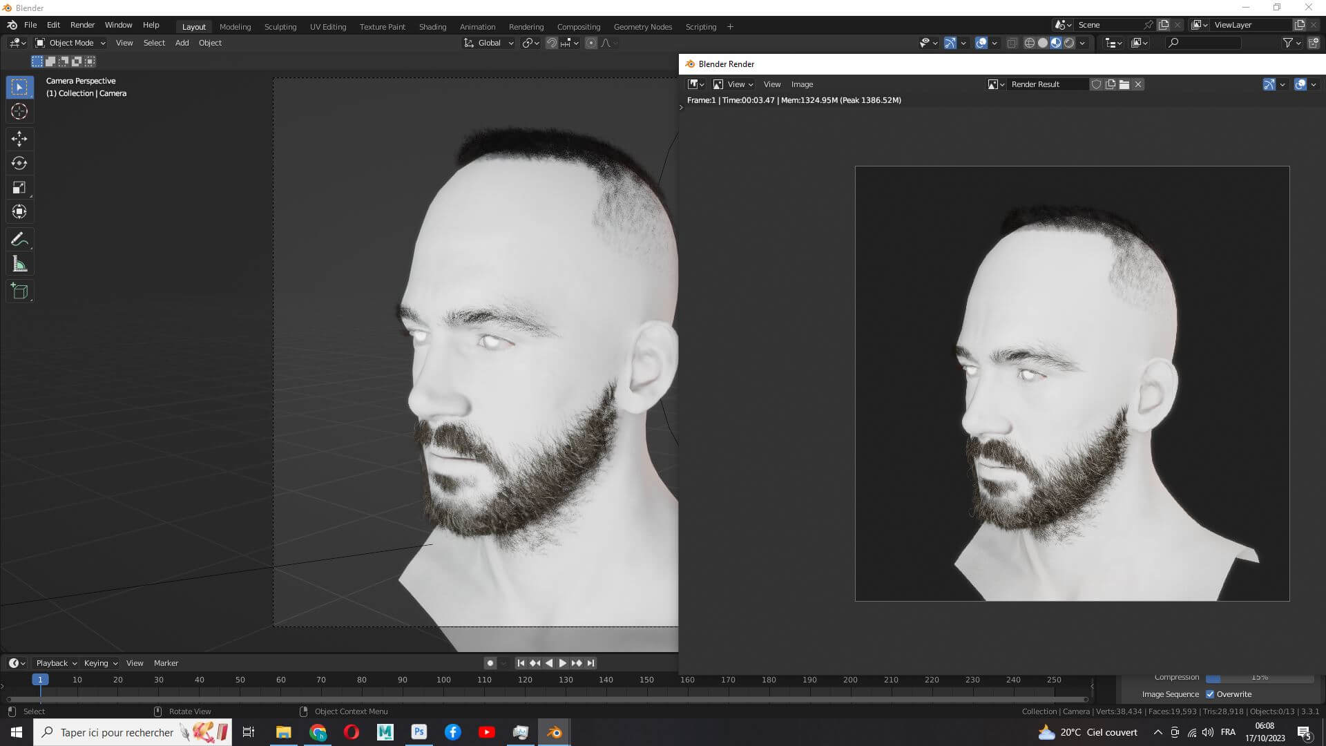 Realistic Male Hair - Curly Fade 3D Model by khaloui