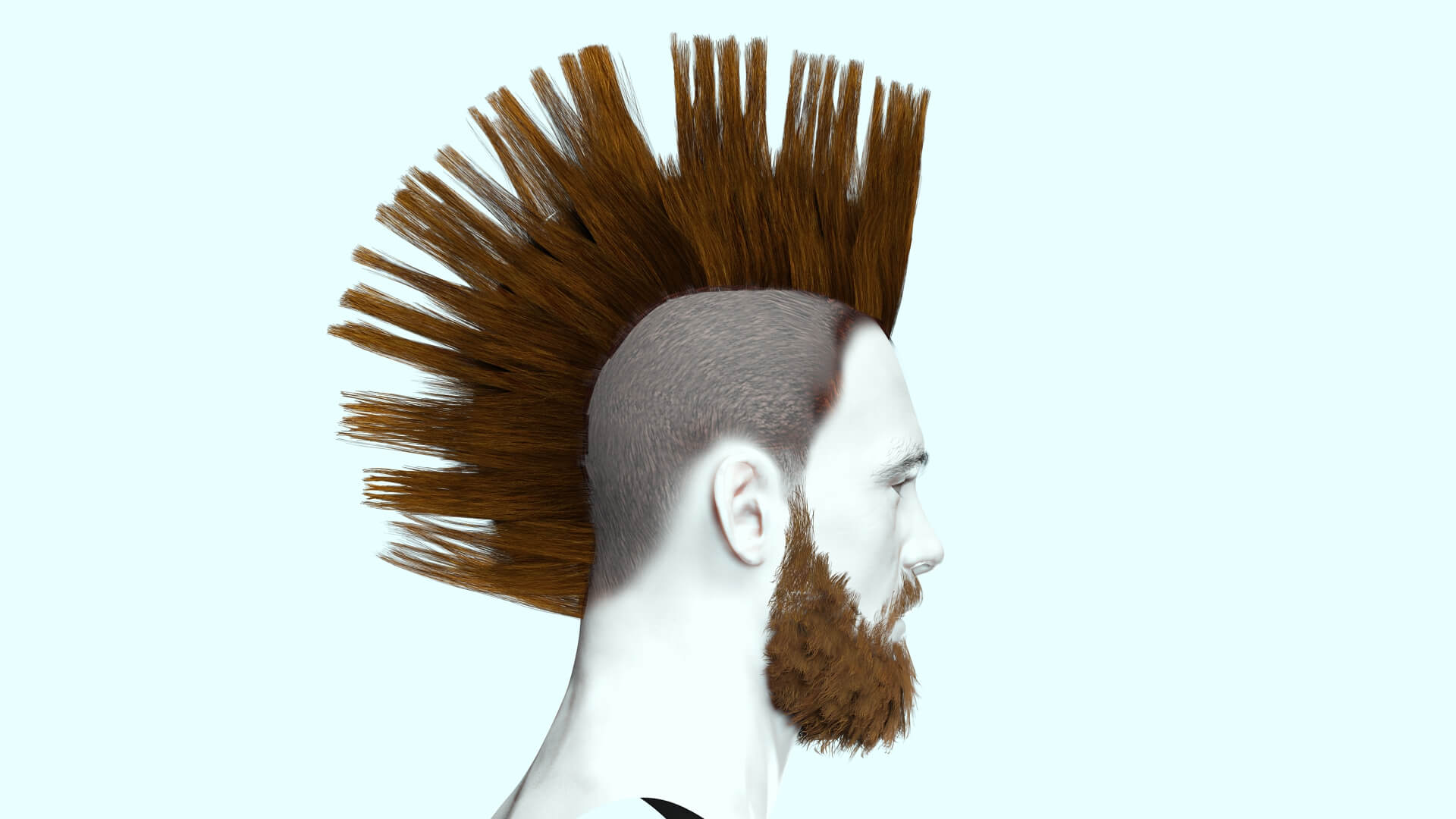 Realistic Male Hair - Hawk 3D Model by khaloui