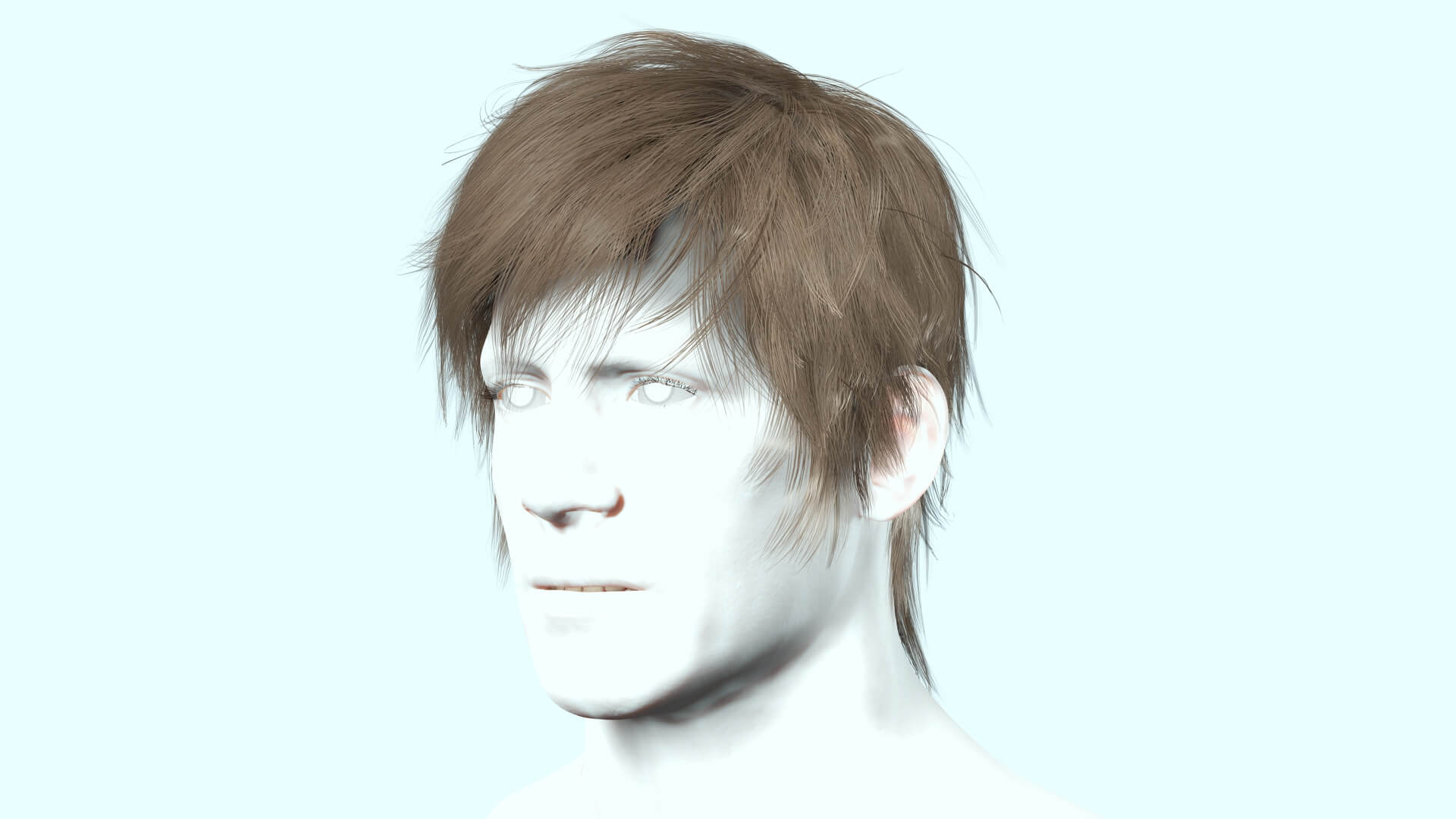 Realistic Male Hair Low Poly - 3D Model by khaloui