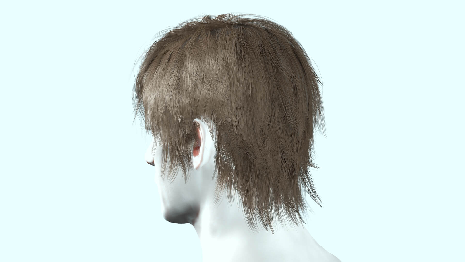 Realistic Male Hair Low Poly - 3D Model by khaloui