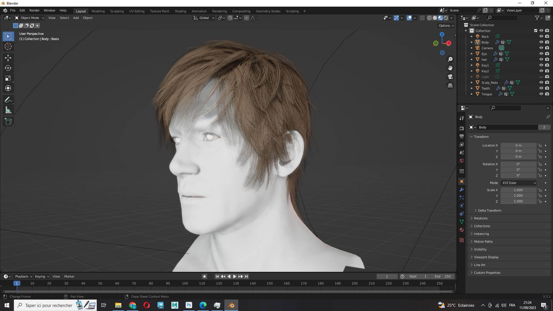 Male Hair - 3D Model by khaloui