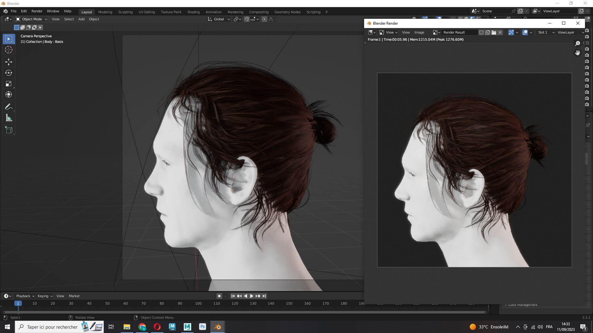 Realistic Male Hair-Man Bun 3D Model by khaloui