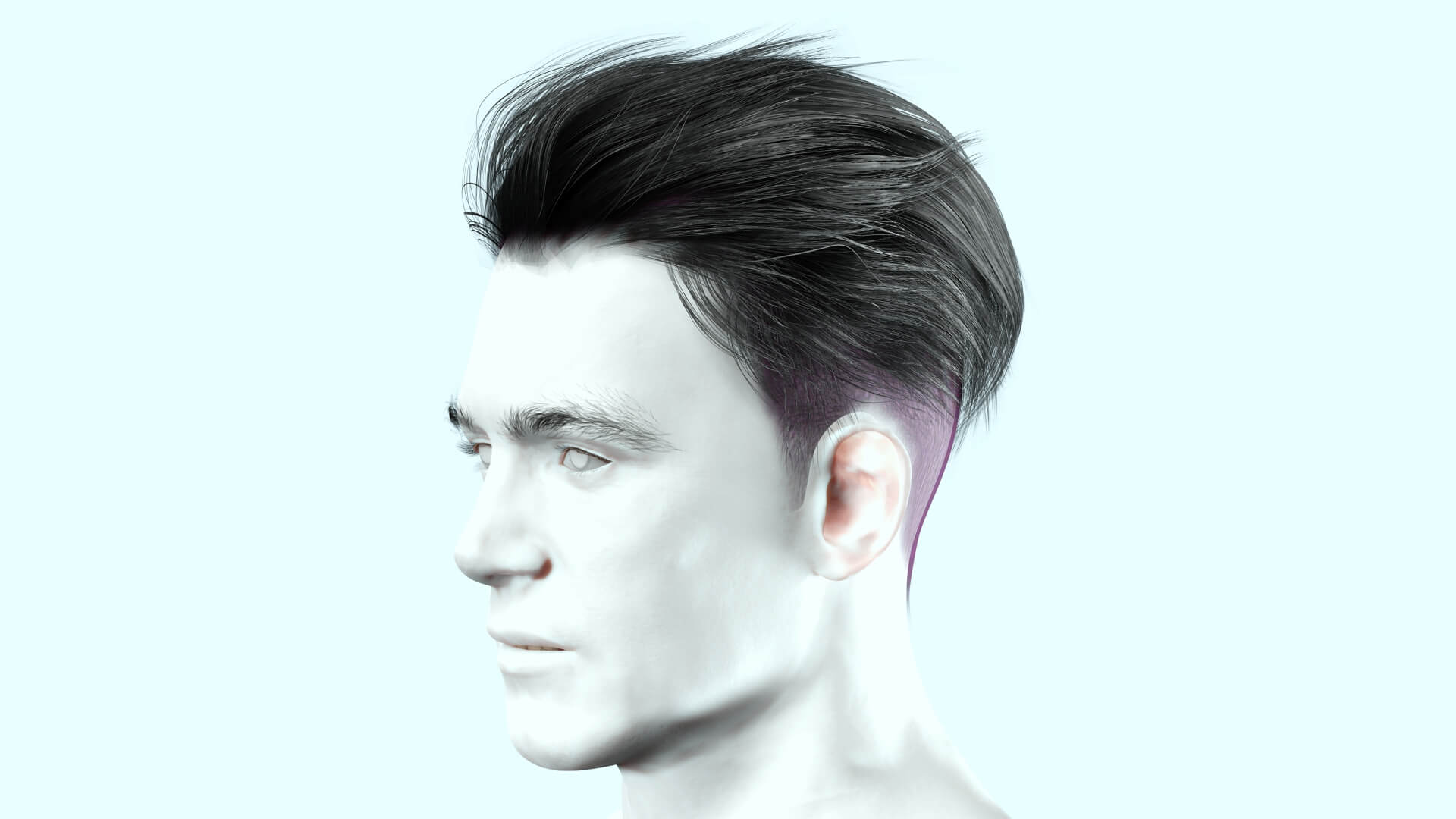 Realistic Male Hair - Slicked Back Style 3D Model by khaloui