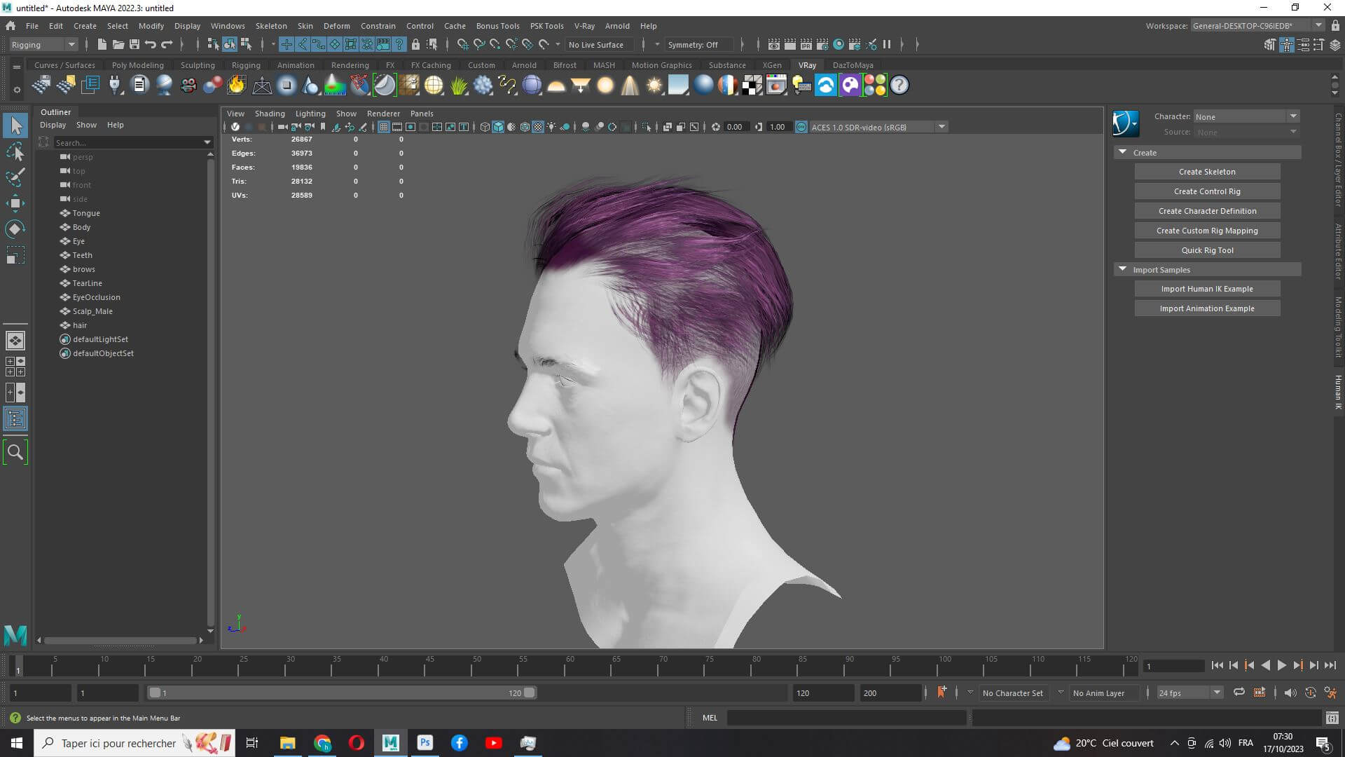 Realistic Male Hair - Slicked Back Style 3D Model by khaloui