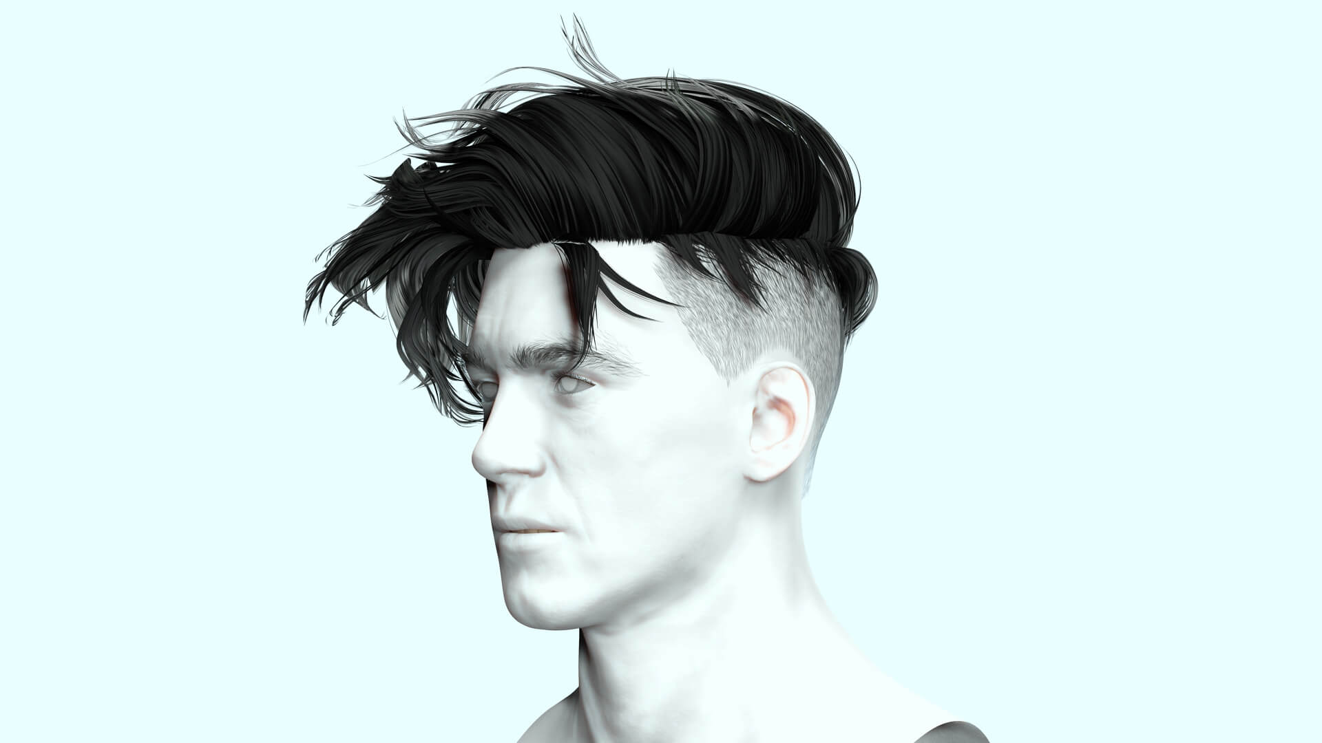 Realistic Male Hair - Taper Fade Style 3D Model by khaloui