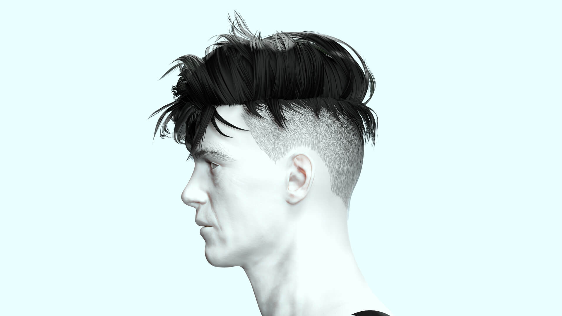 Realistic Male Hair - Taper Fade Style 3D Model by khaloui