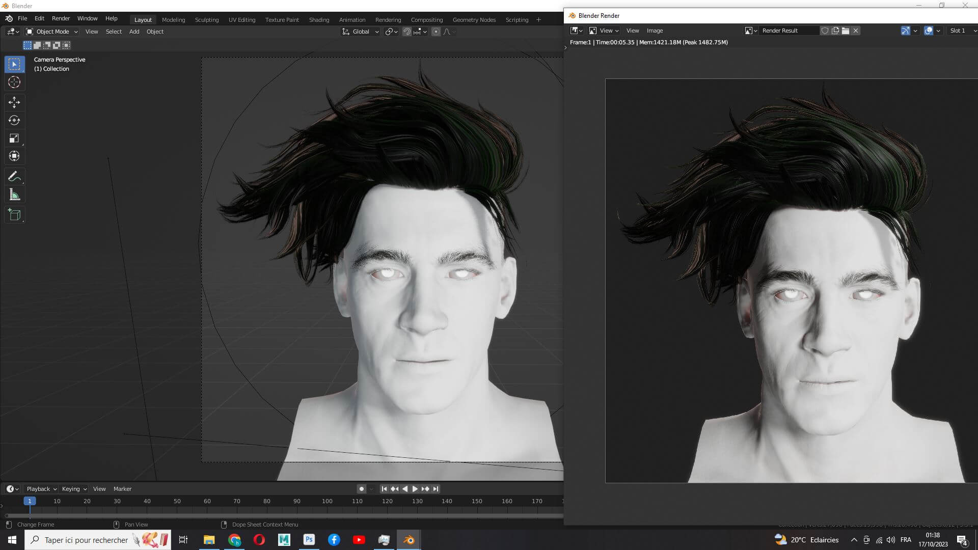 Realistic Male Hair - Taper Fade Style 3D Model by khaloui