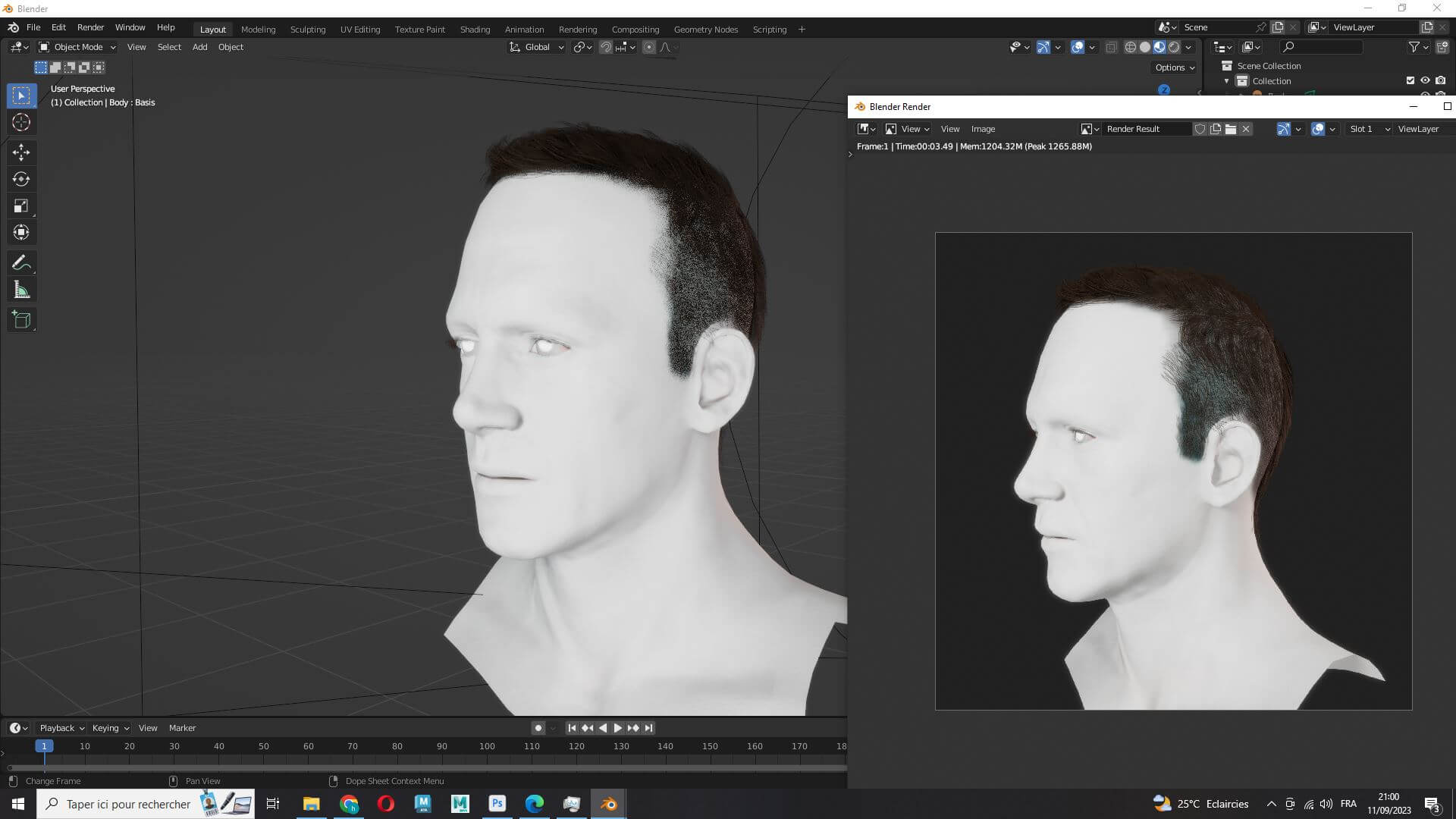 Male Hair - 3D Model by khaloui