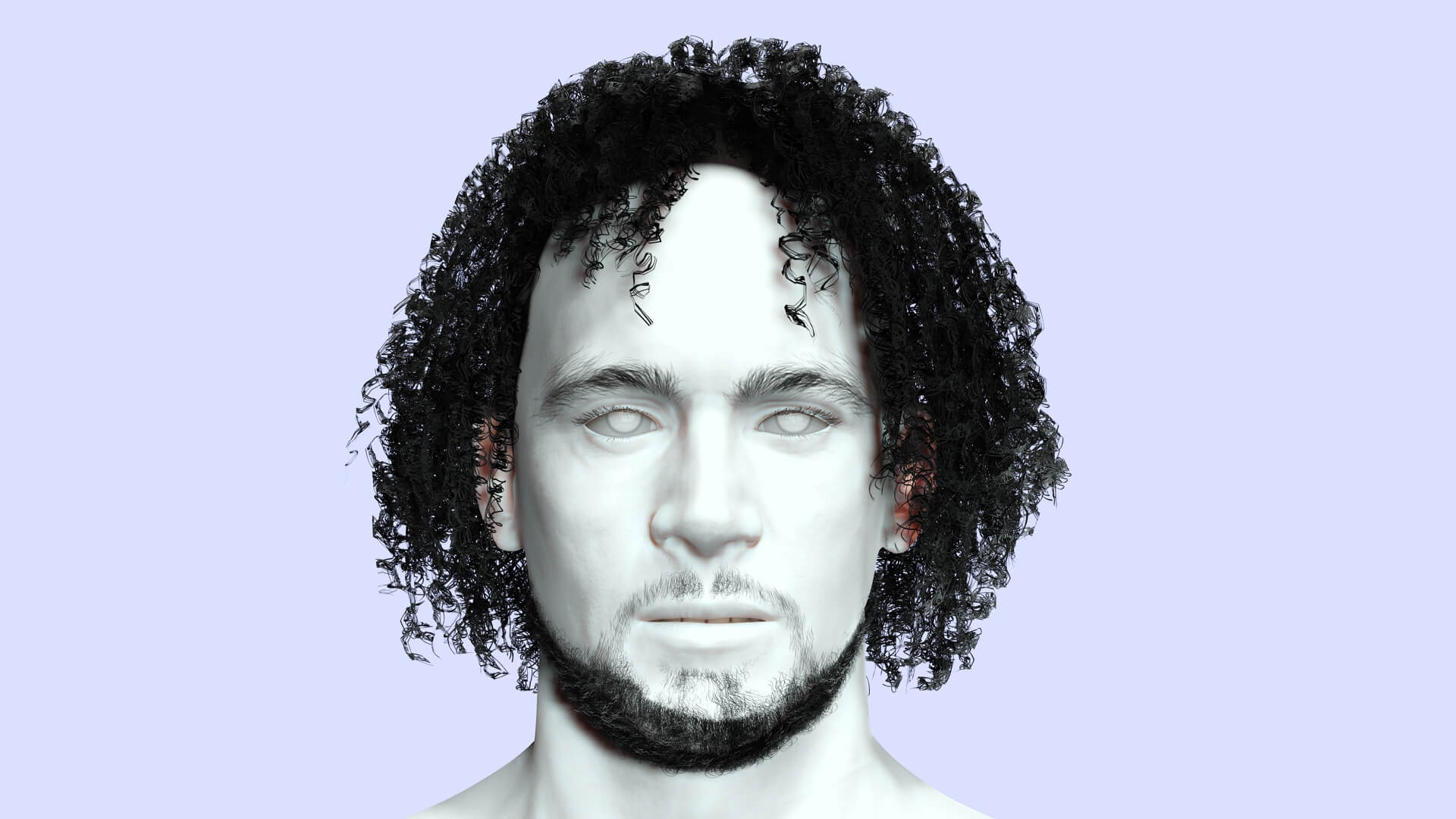 Realistic Male Long Curly Hair - 3D Model by khaloui