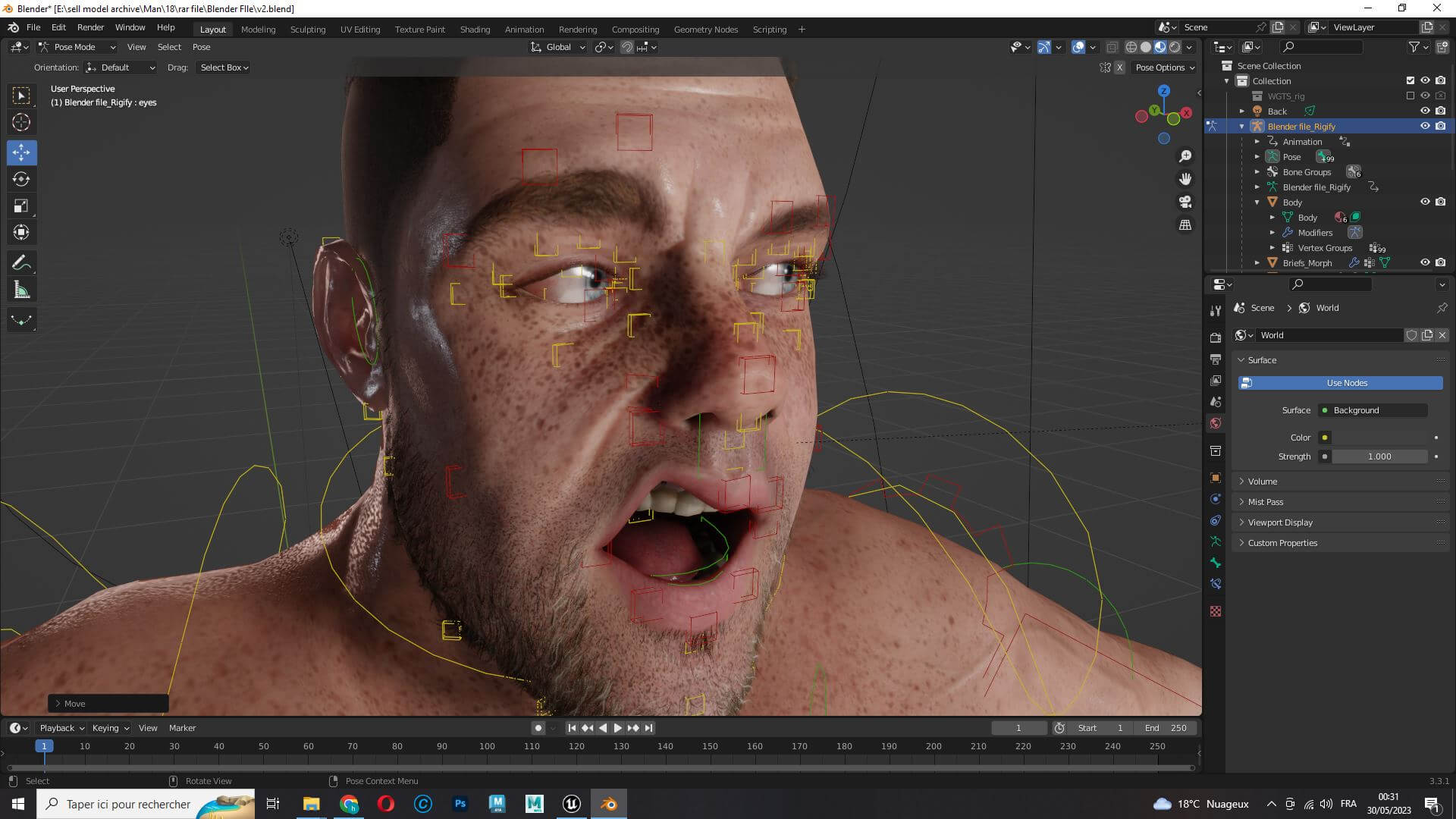 Man Base Mesh With Facial - 3D Model by khaloui