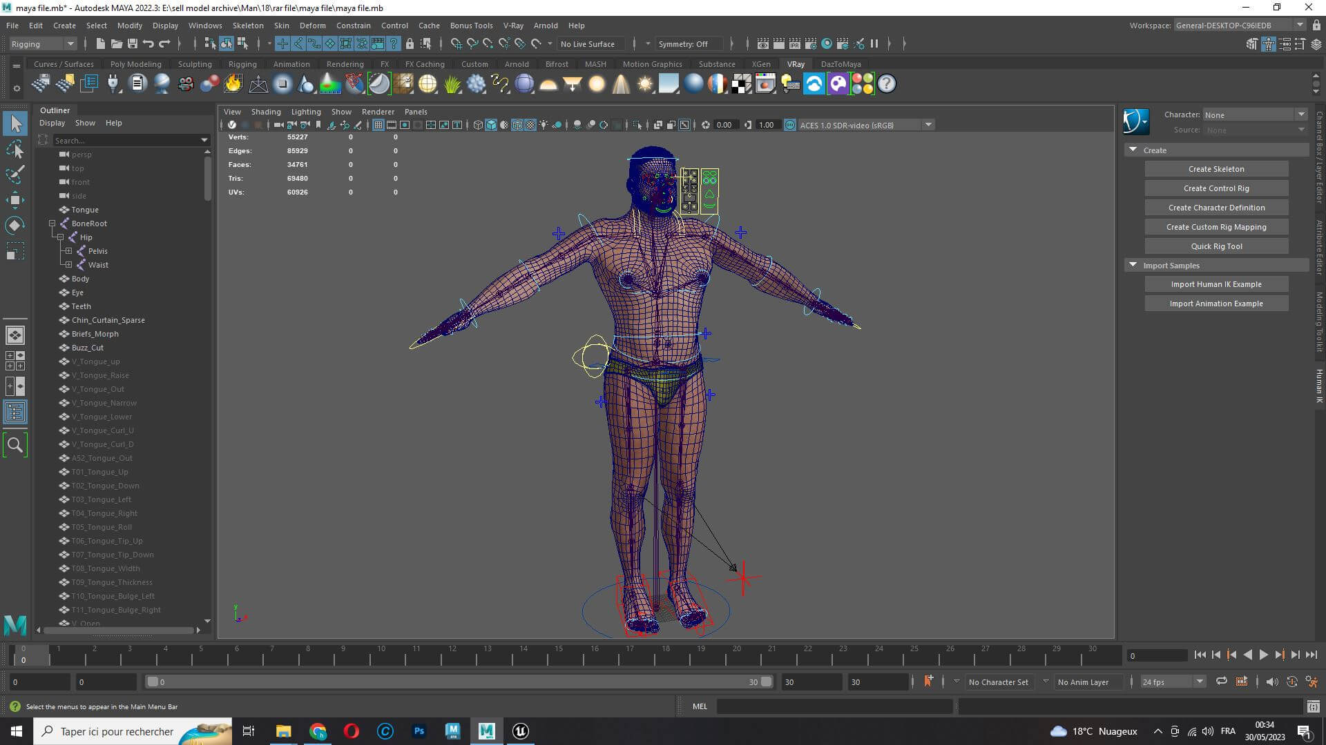 Man Base Mesh With Facial - 3D Model by khaloui