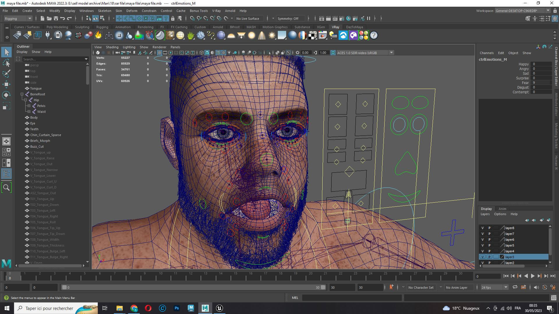 Man Base Mesh With Facial - 3D Model by khaloui