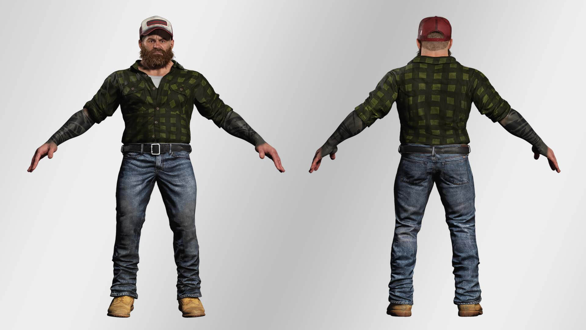 Realistic Man Bearded Lumberjack - 3D Model by khaloui