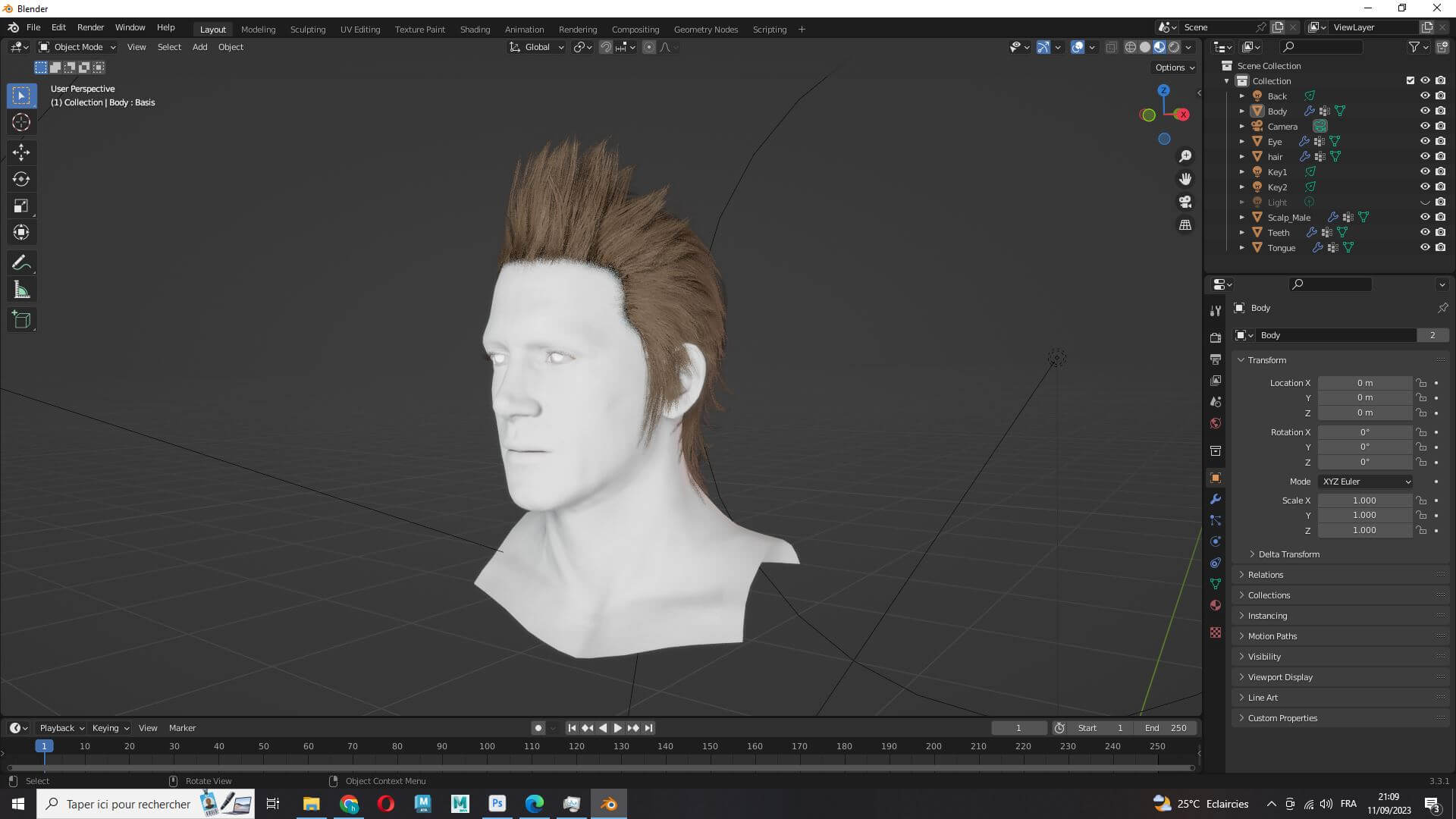 Realistic Modern Man Hairstyle - 3D Model by khaloui