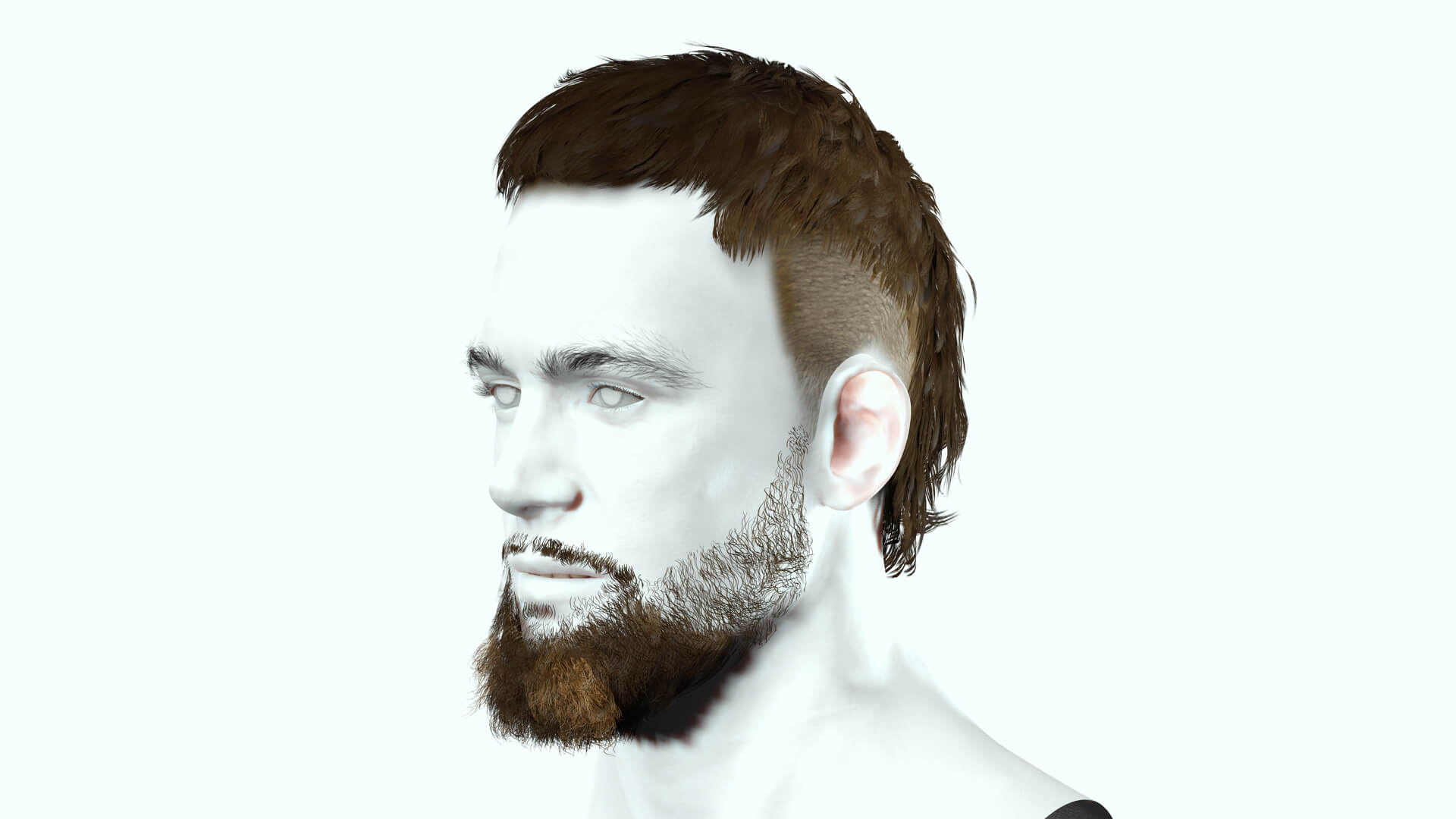 Realistic Mullet Male Hair - 3D Model by khaloui
