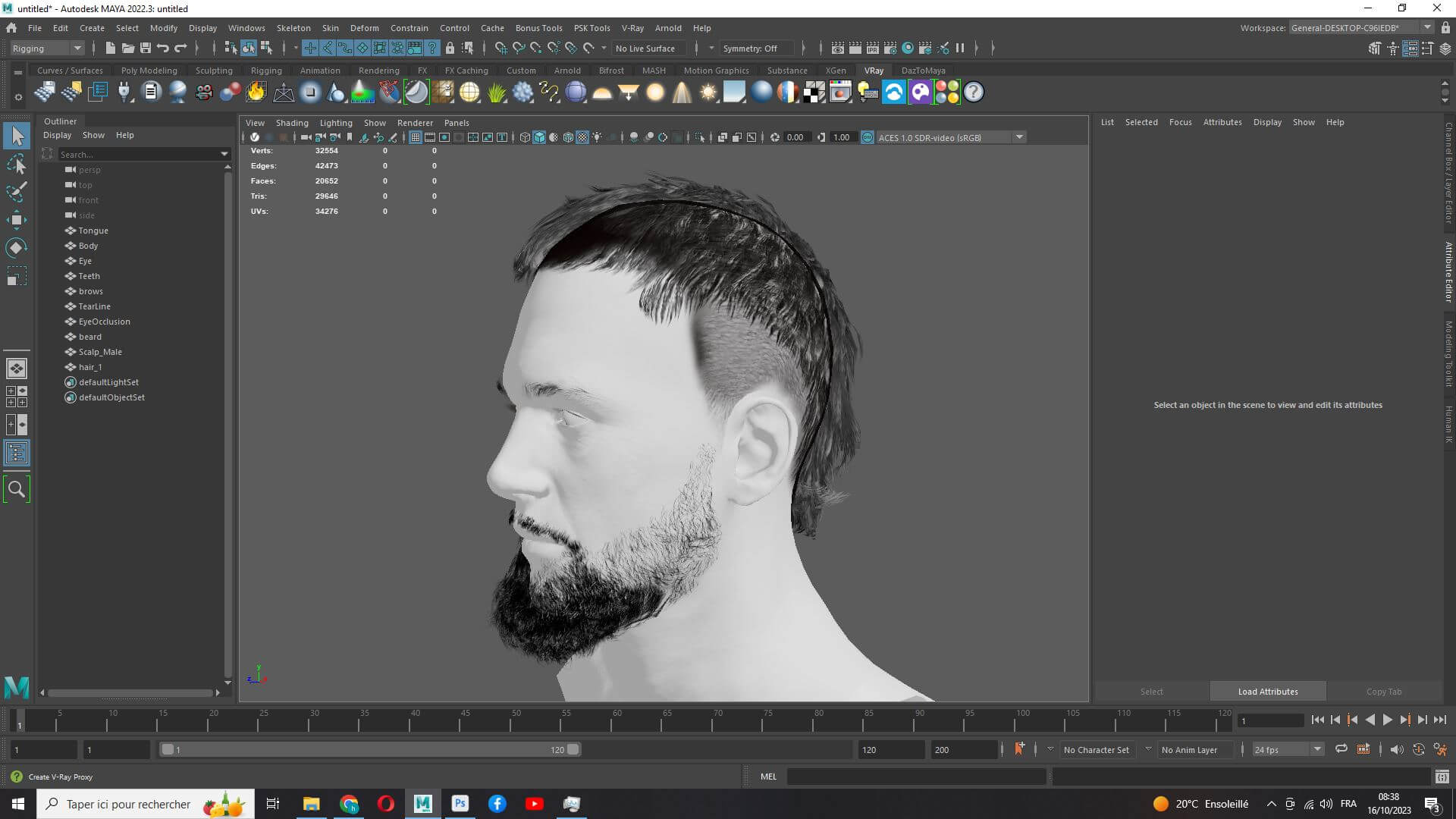 Realistic Mullet Male Hair - 3D Model by khaloui
