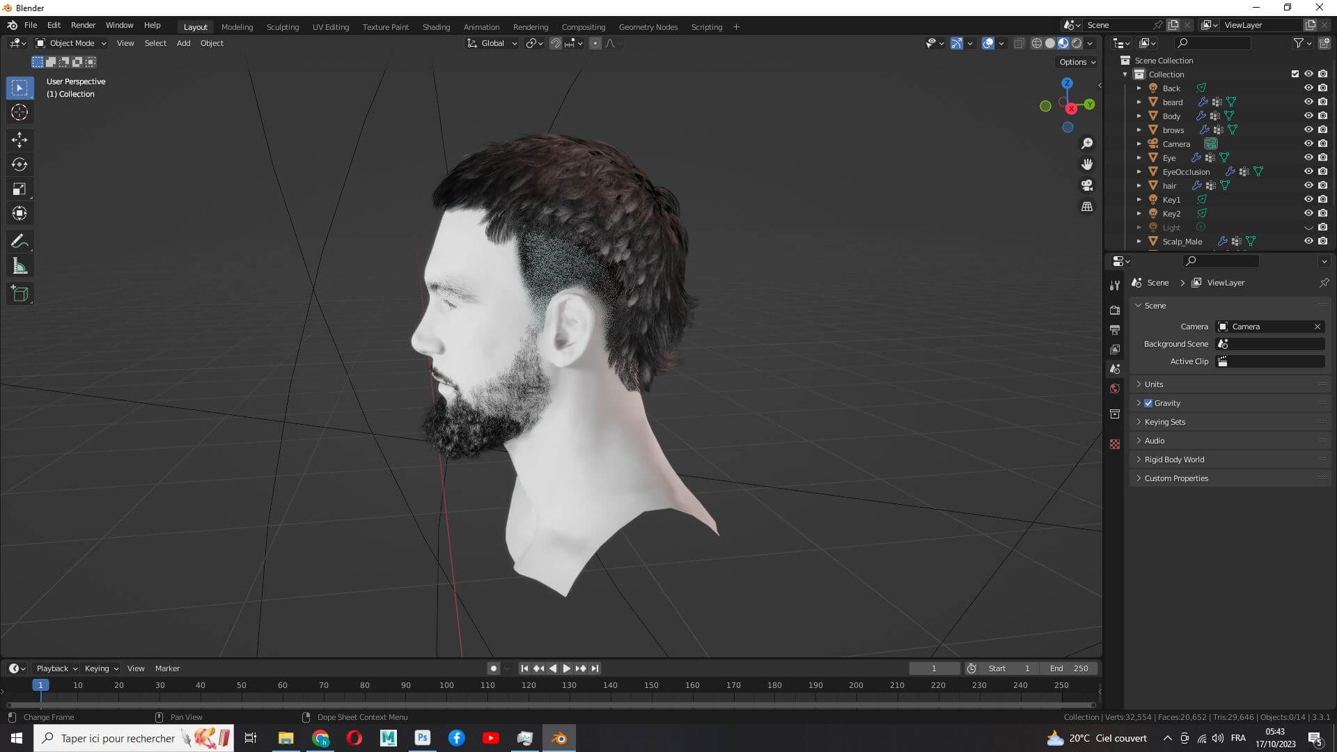 Realistic Mullet Male Hair - 3D Model by khaloui