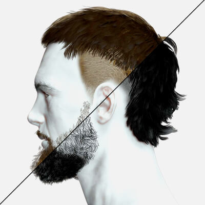 Realistic Mullet Male Hair - 3D Model by khaloui