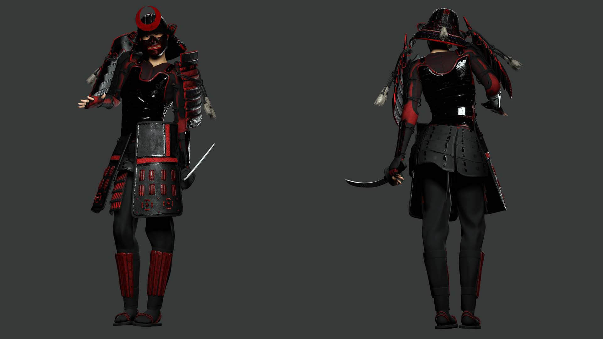 Samurai Female - 3D Model by khaloui