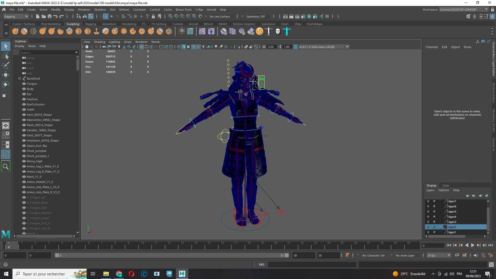 Samurai Female - 3D Model by khaloui