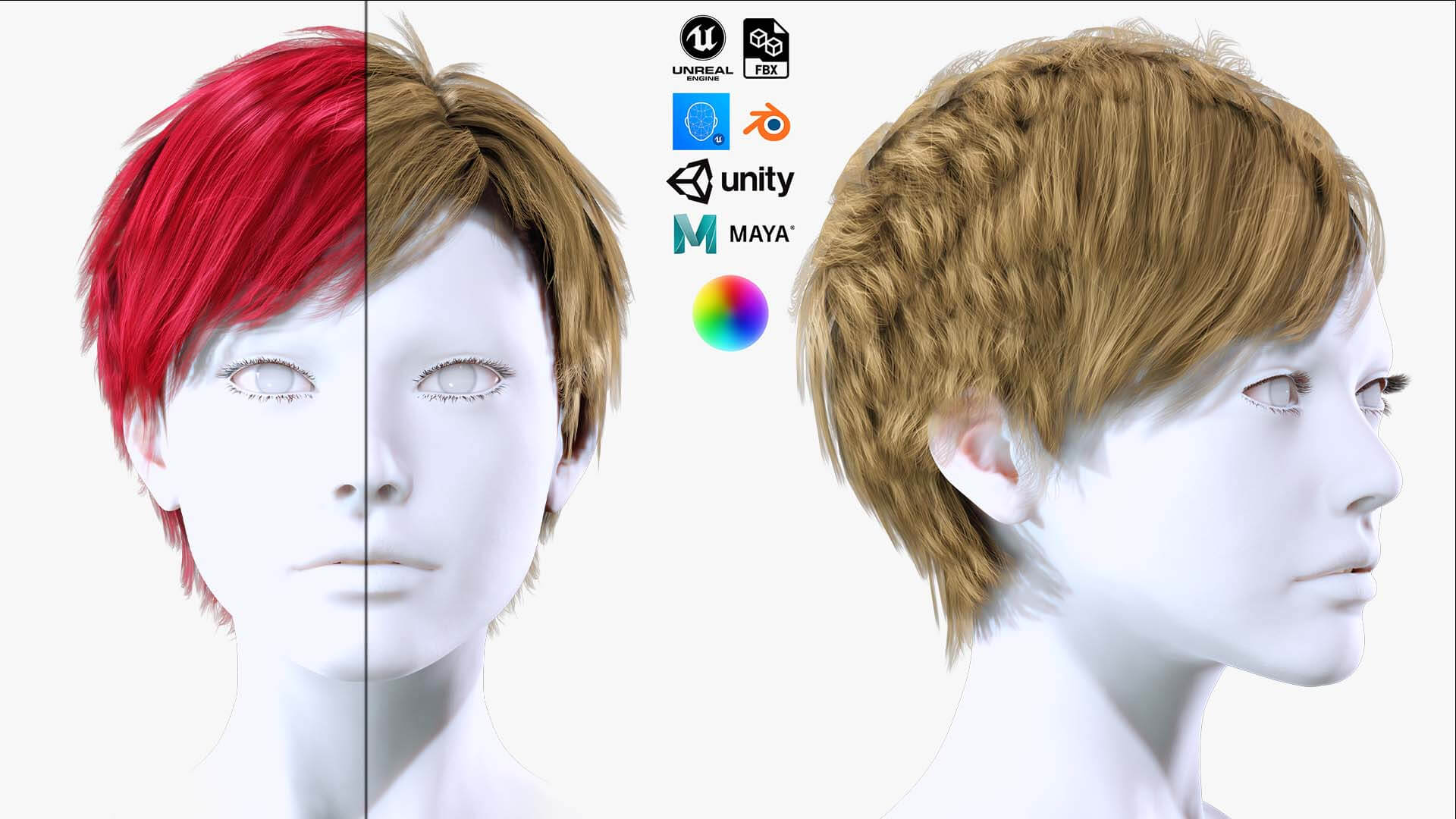 Short Female Hair Pixie - 3D Model by khaloui