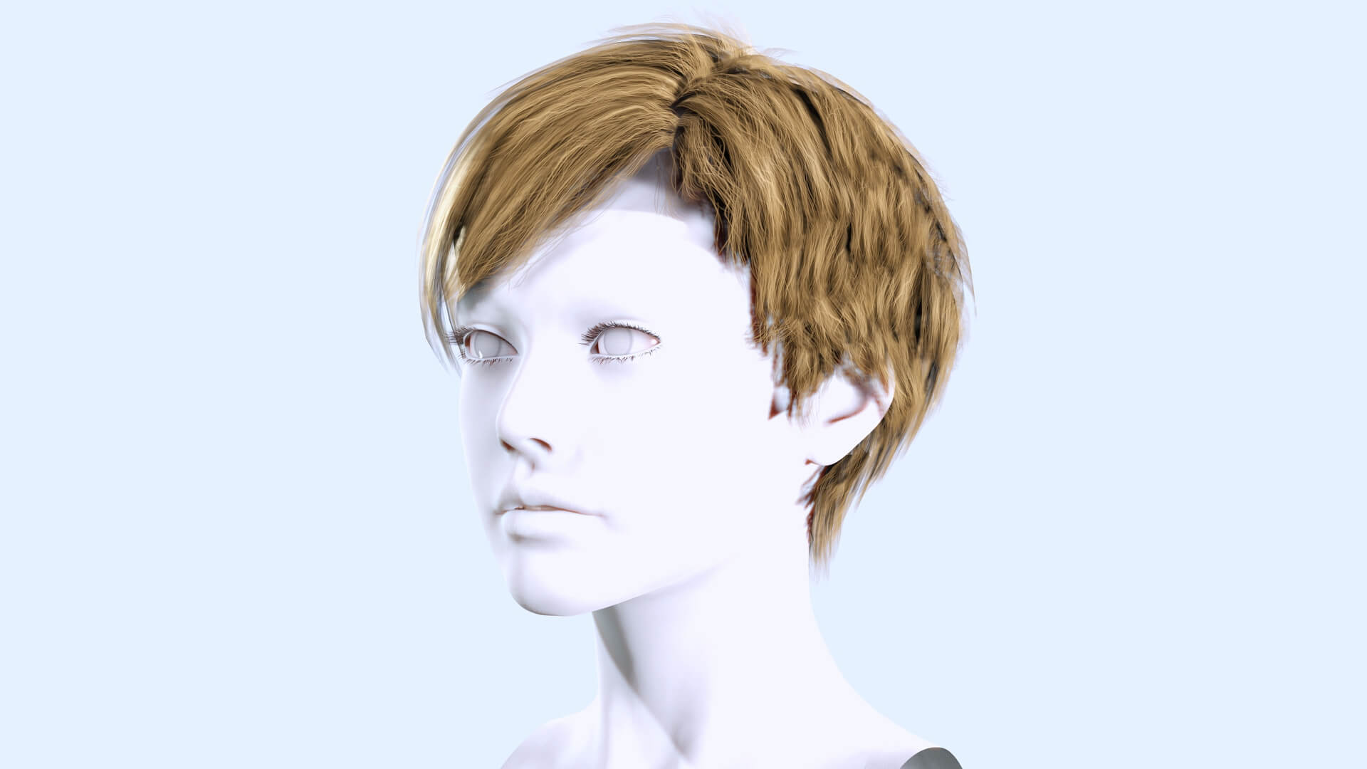 Short Female Hair Pixie - 3D Model by khaloui