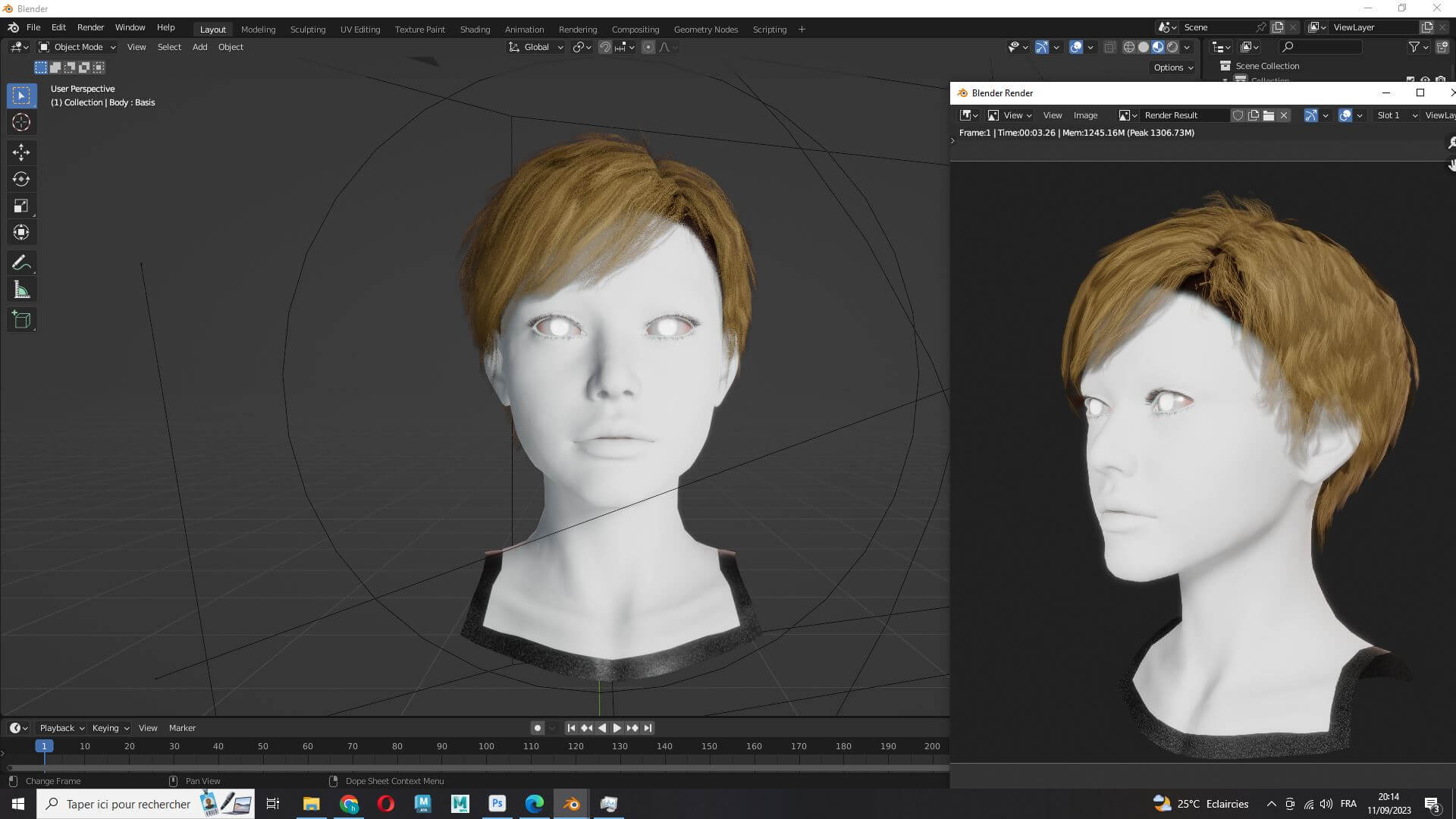 Short Female Hair Pixie - 3D Model by khaloui