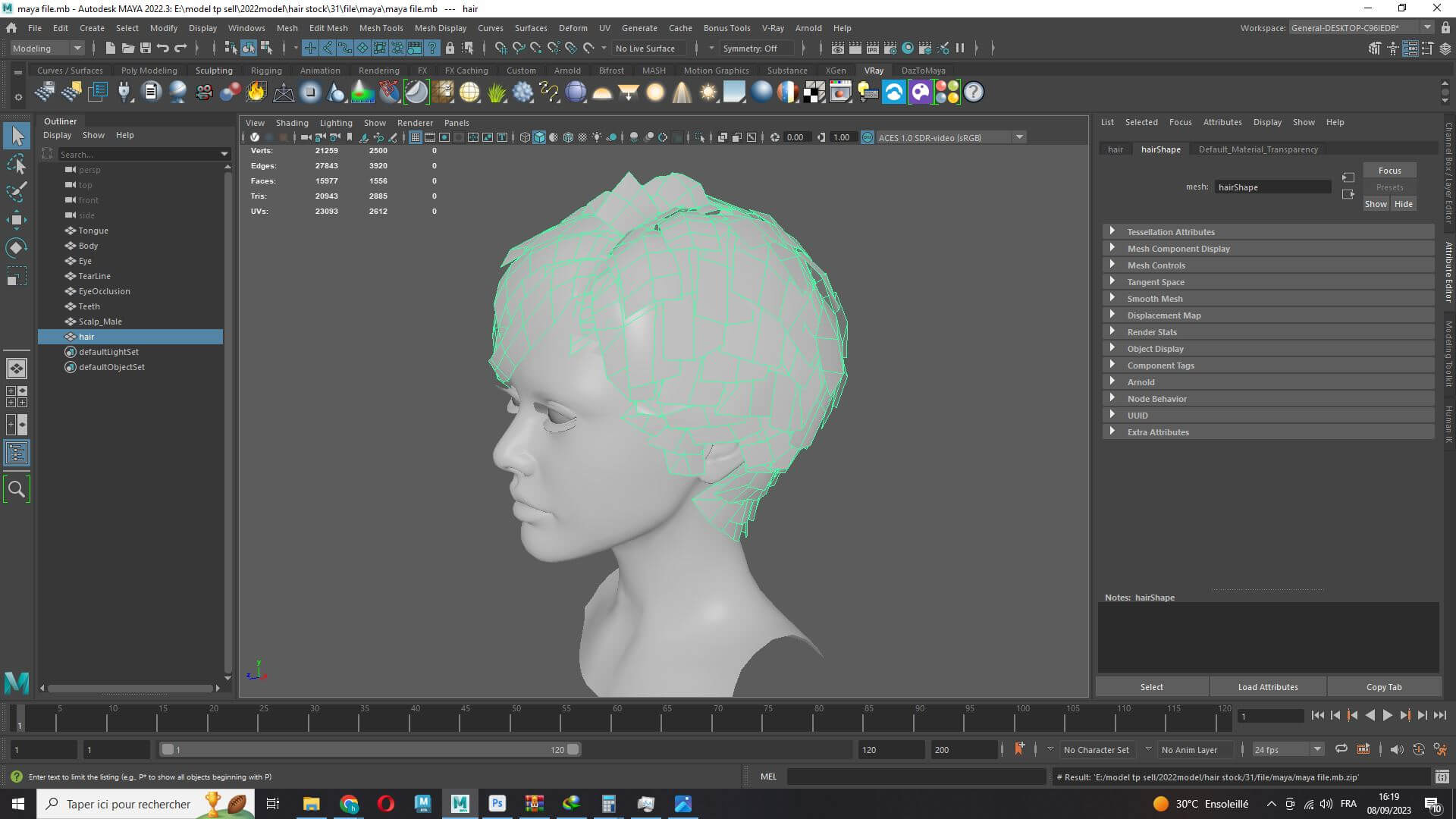 Short Female Hair Pixie - 3D Model by khaloui