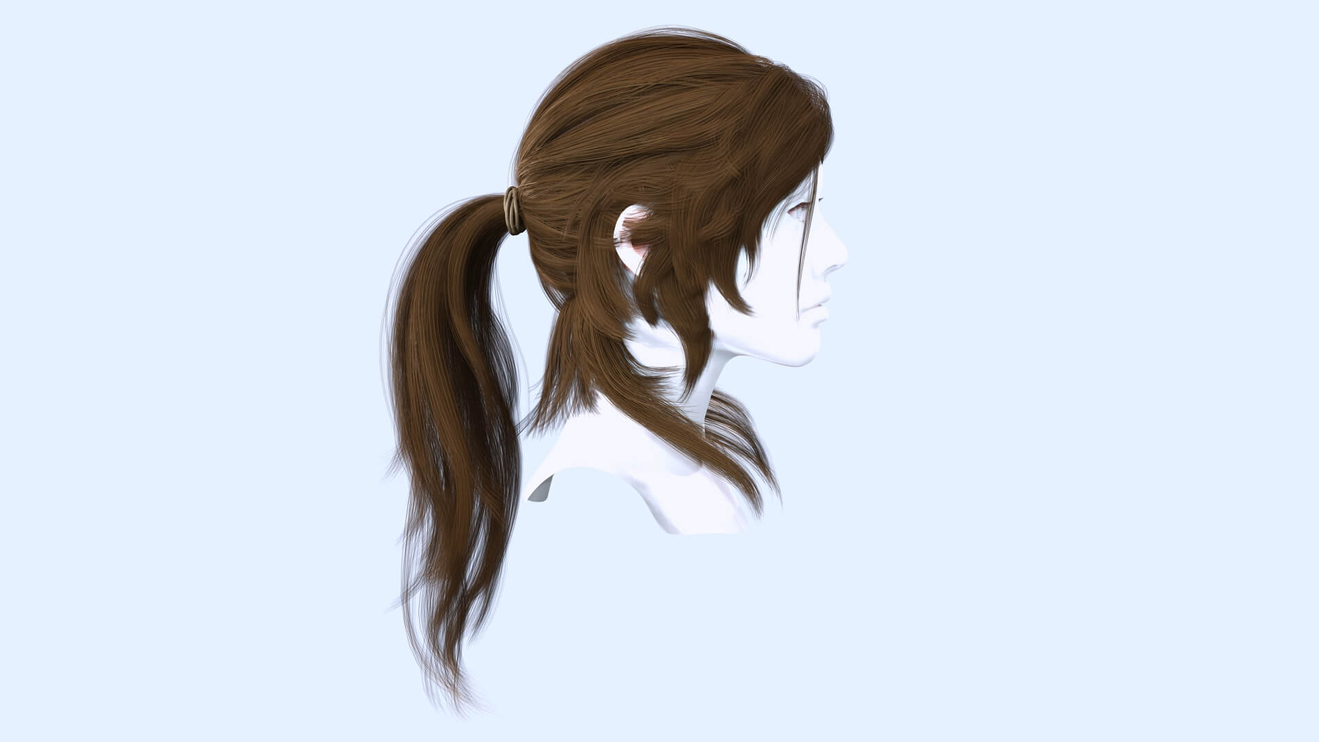 Realistic Woman Ponytail Long Hair Style - 3D Model by khaloui