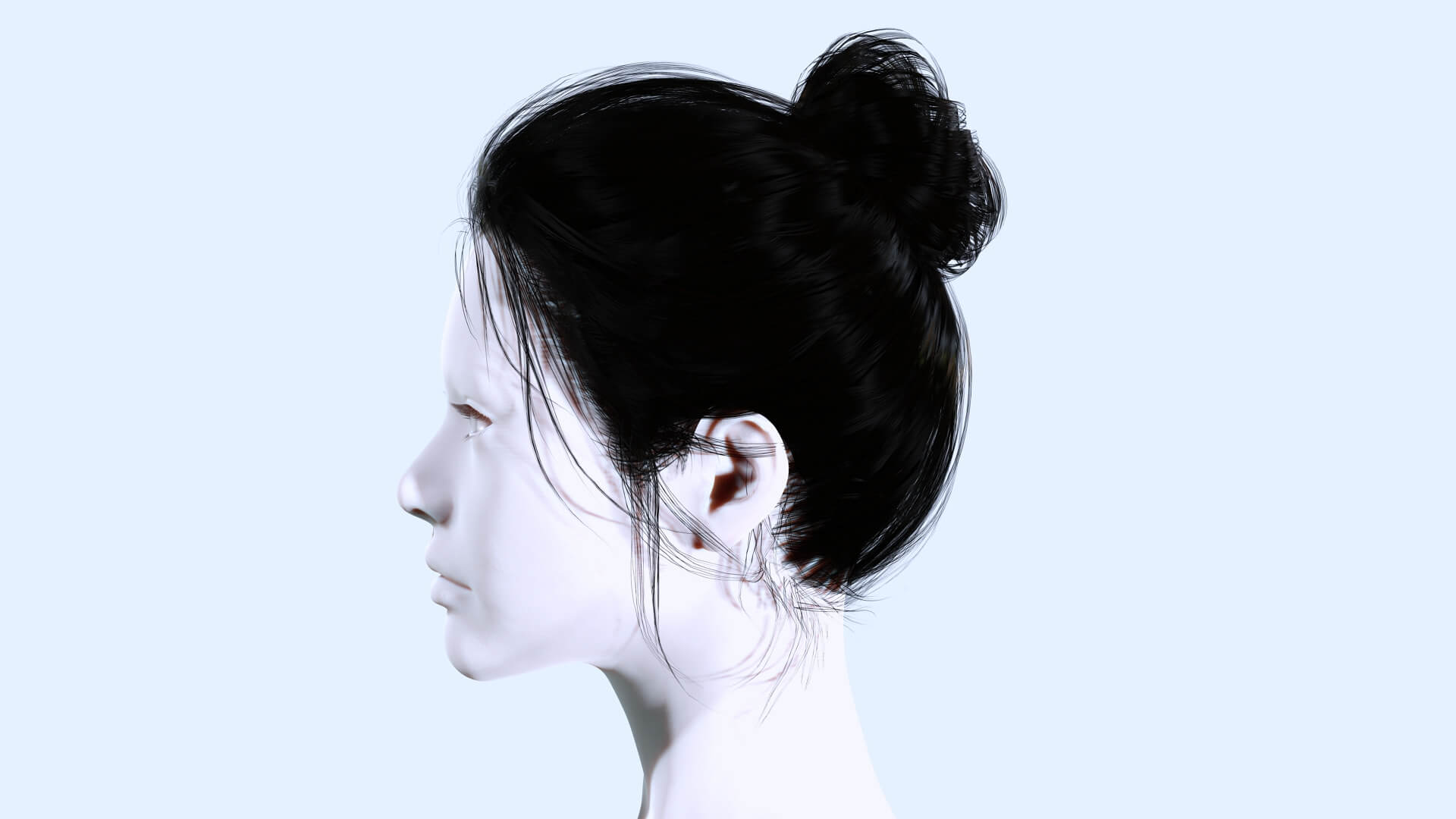 Realistic Women Bun Hairstyle - 3D Model by khaloui