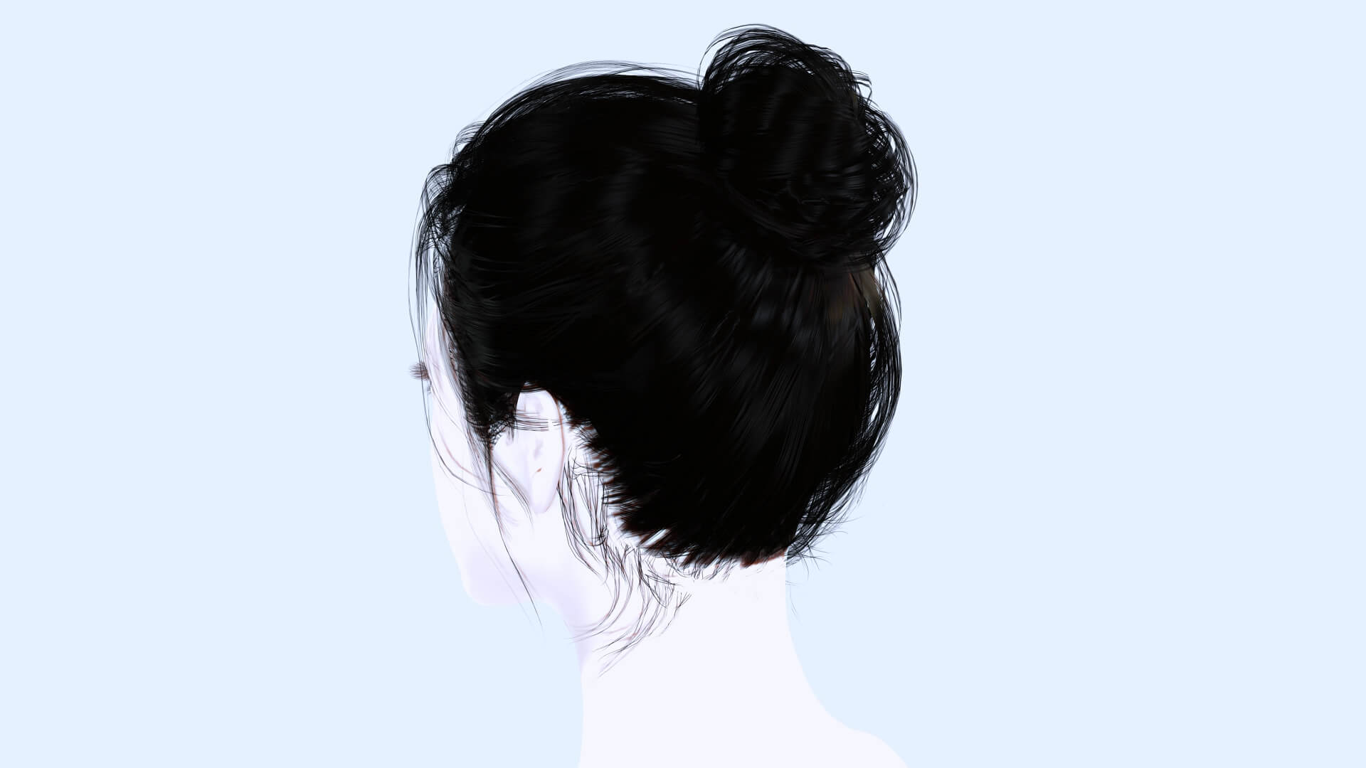 Realistic Women Bun Hairstyle - 3D Model by khaloui