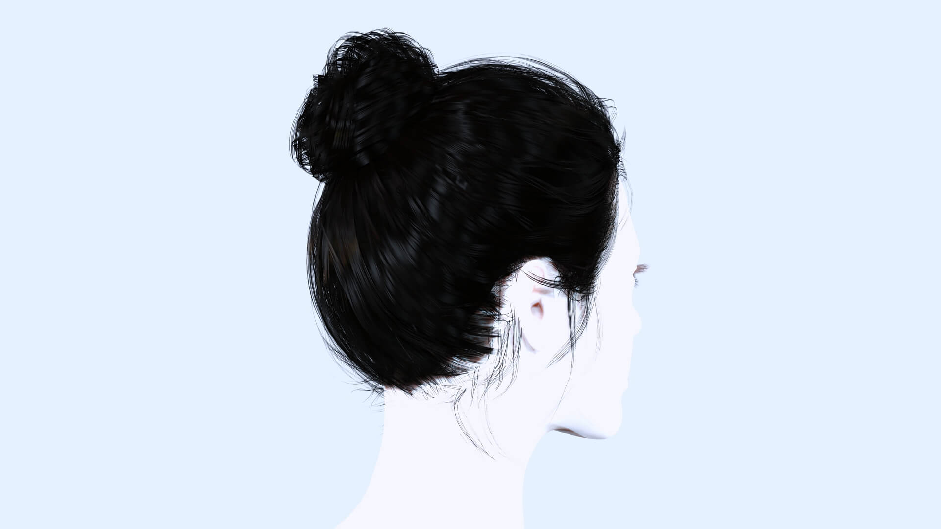 Women Bun Hairstyle - 3D Model by khaloui