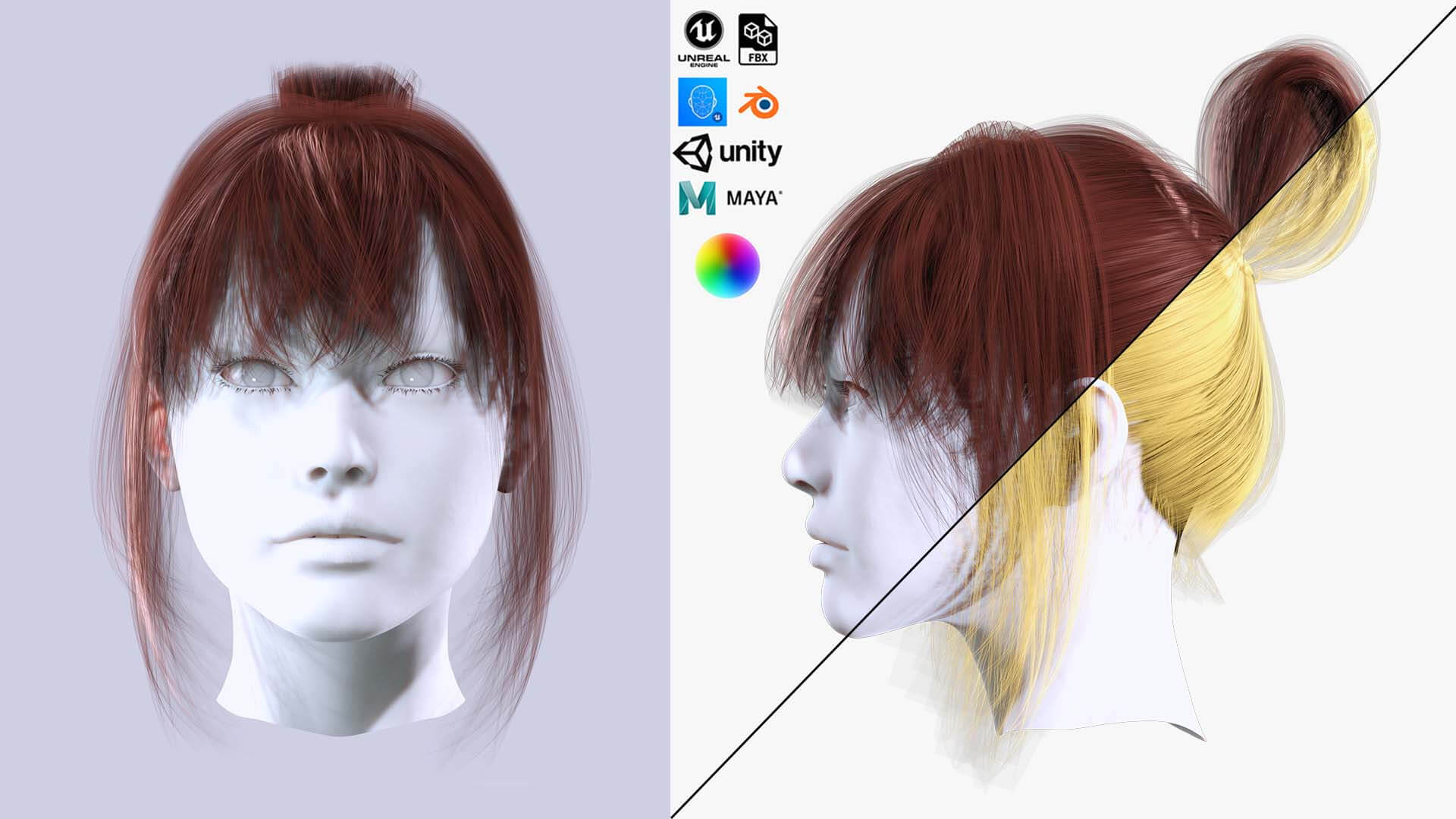 Realistic Women Hairstyle -Bun 3D Model by khaloui