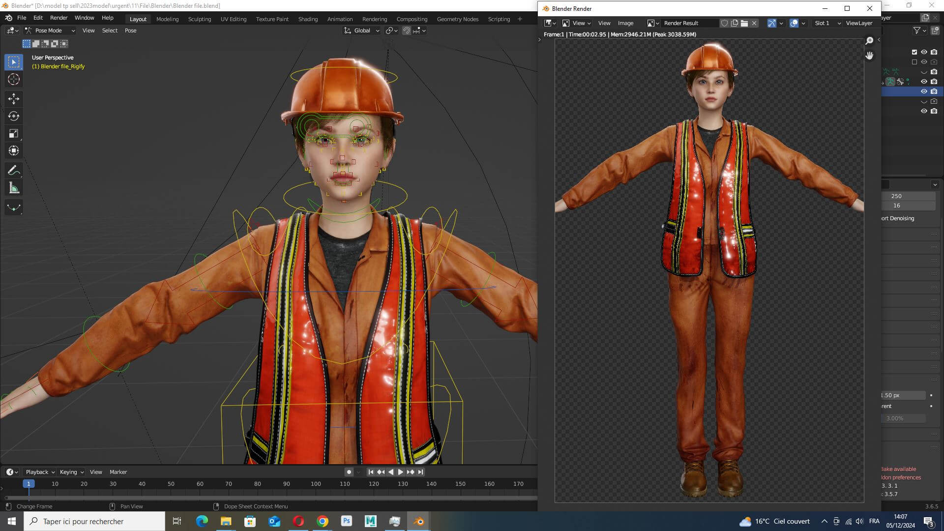Realistic Youth Construction Worker 3D Character Asset by khaloui