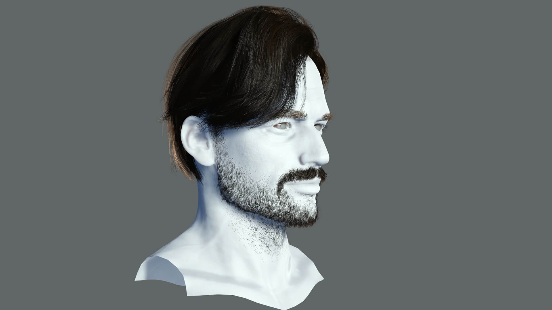 Realtime Hair Man Polygone Hairstyle - 3D Model by khaloui