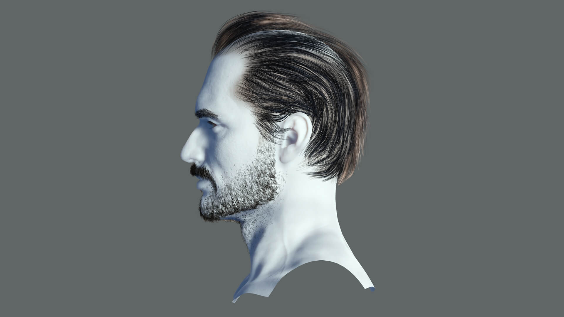 Realtime Hair Old Man Low Poly Hairstyle Game Ready - 3D Model by khaloui