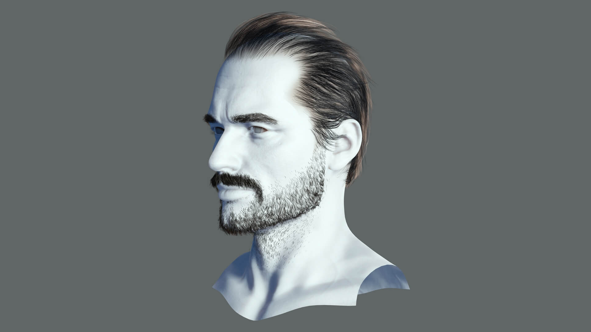 Realtime Hair Old Man Low Poly Hairstyle Game Ready - 3D Model by khaloui