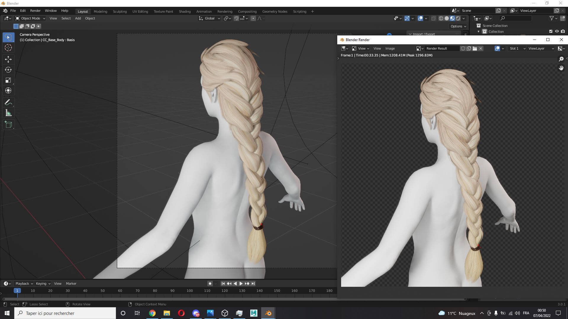 Hair Princess Braid Long - 3D Model by khaloui