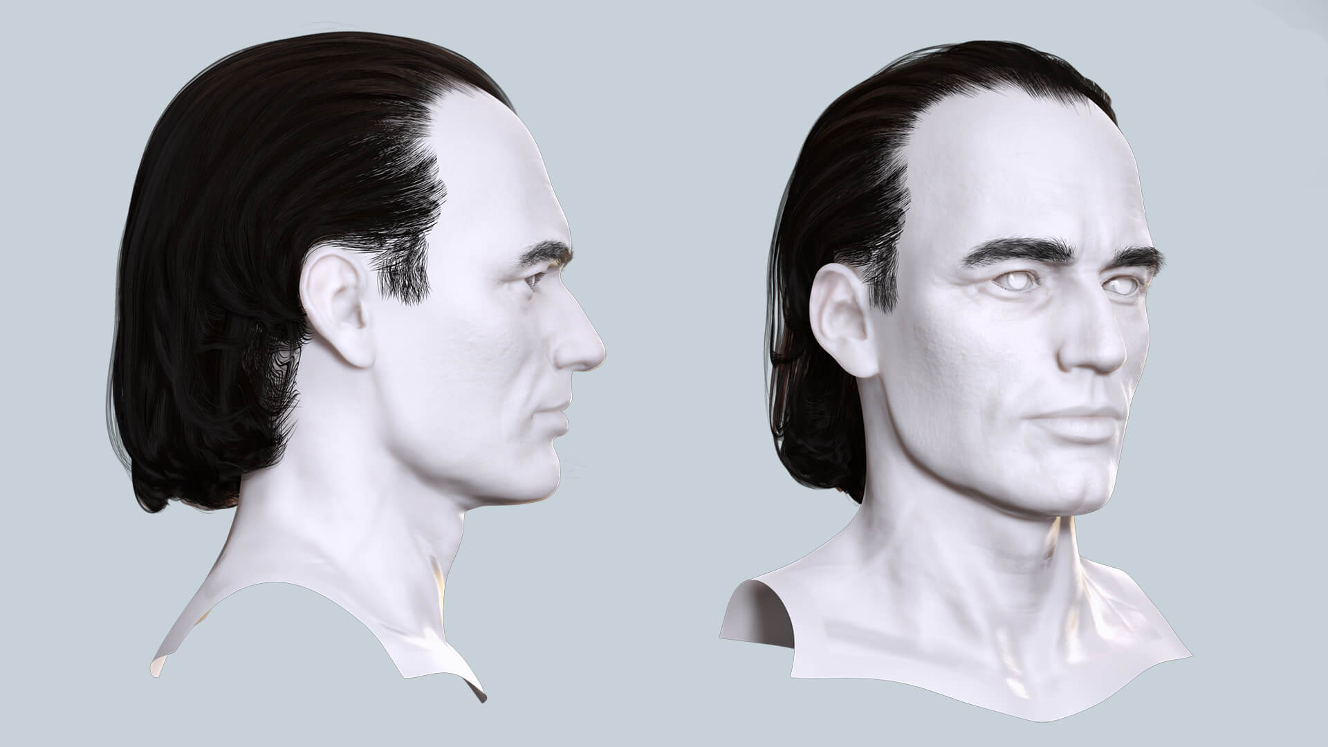 Retro Slicked Hair for Men-Game-Ready Hair Asset 3D Model by khaloui