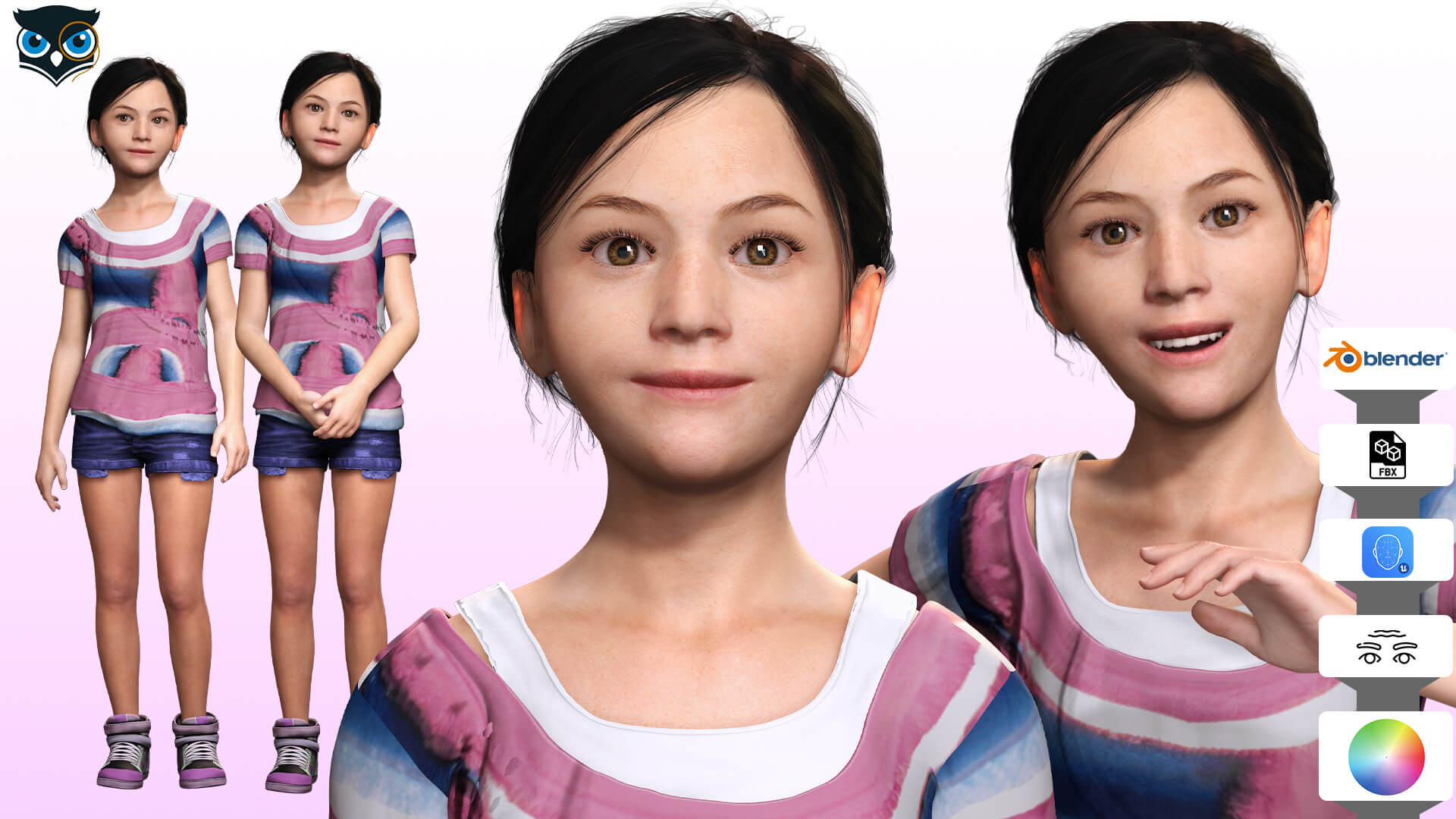 Riya - Little Girl Low Poly Kid Riya - Little Girl Low Poly 3D Model by ...